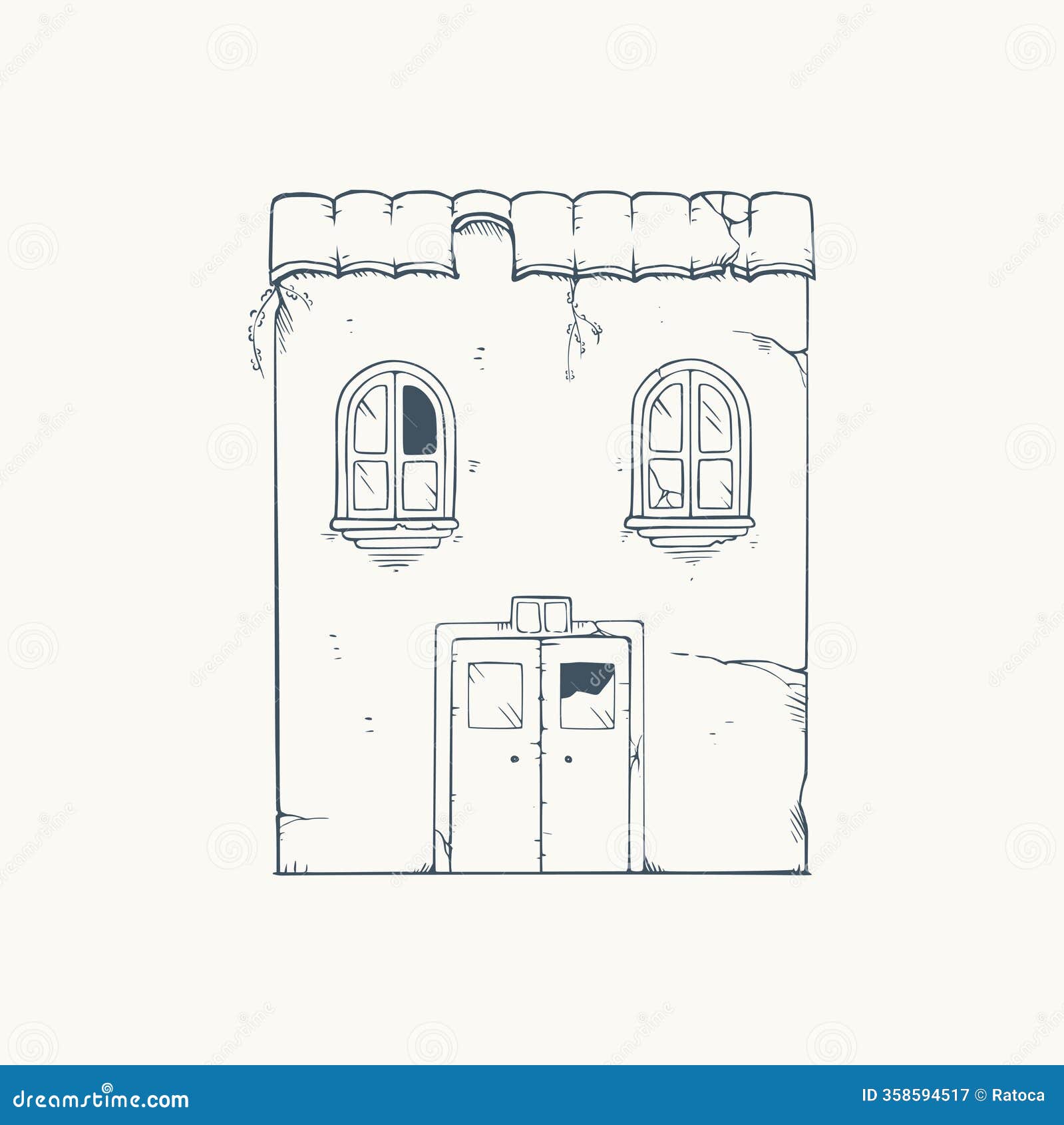 Abandoned building draw stock illustration. Illustration of abandoned ...