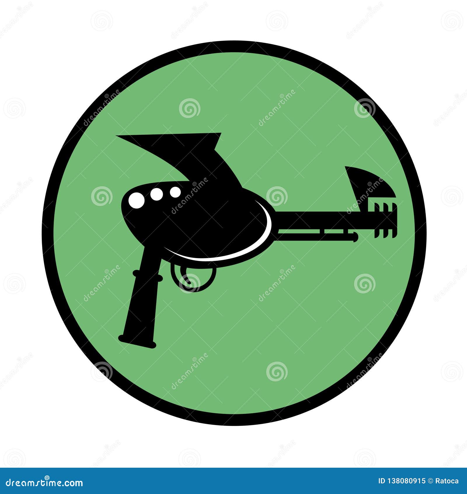 Alien blaster icon stock vector. Illustration of style - 138080915