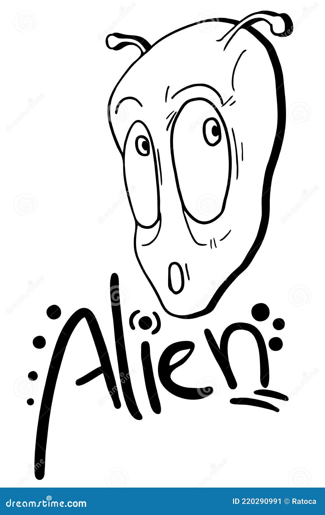 Funny alien hand draw stock vector. Illustration of round - 220290991