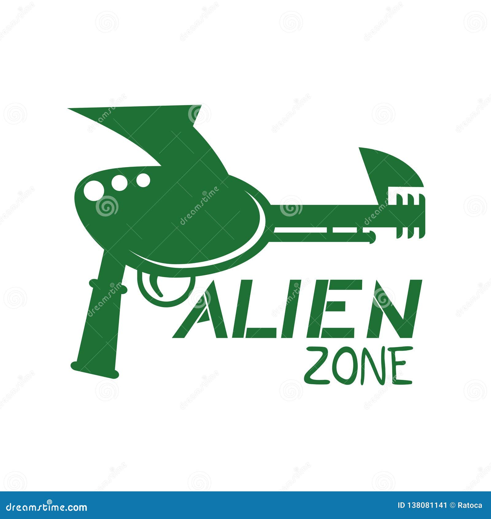 Alien gun illustration stock vector. Illustration of icon - 138081141