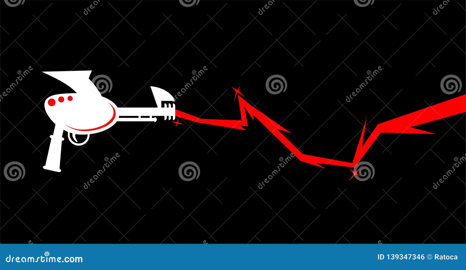 Alien gun shooting red ray stock vector. Illustration of alien - 139347346