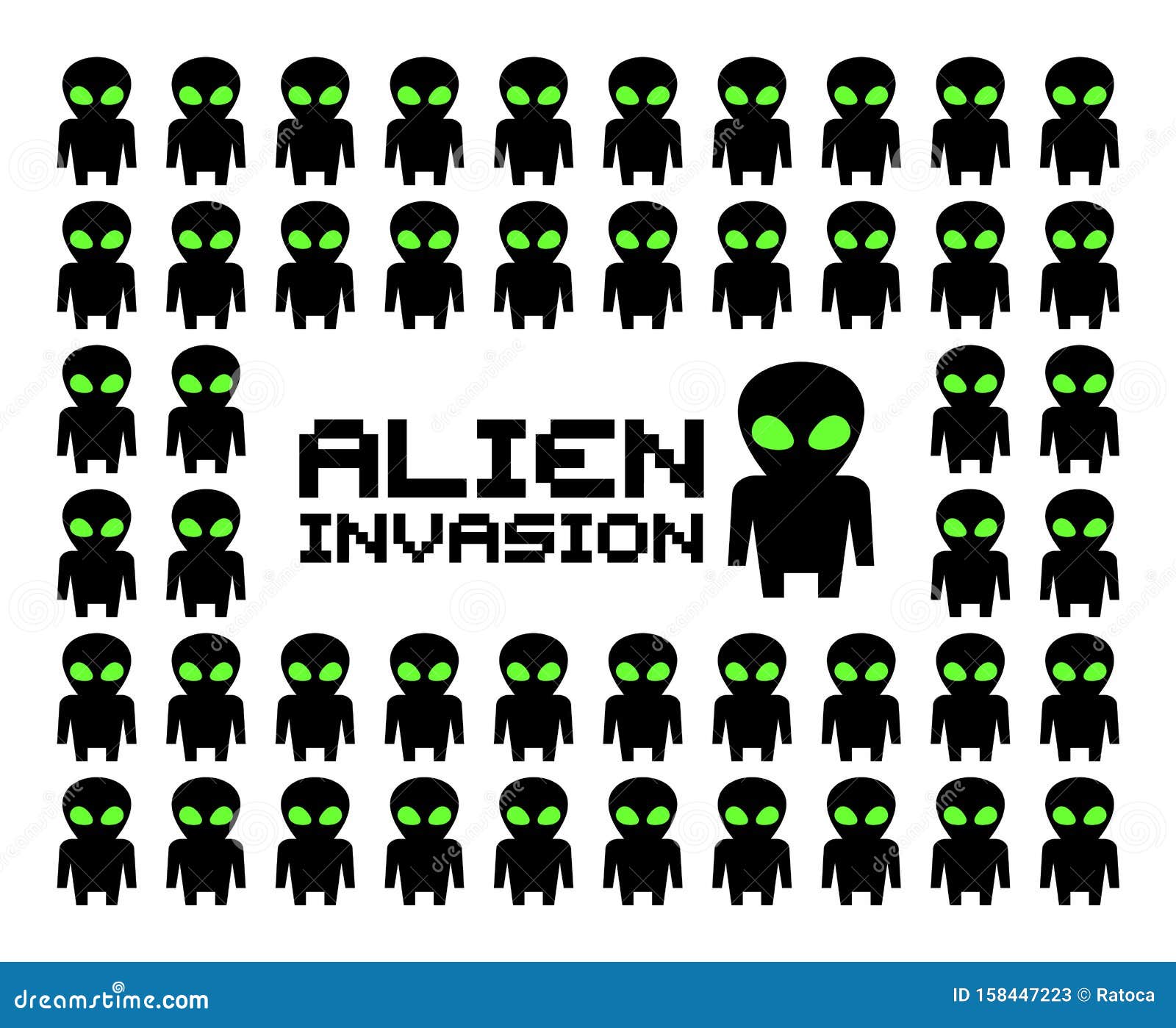 Alien Invasion Illustration Stock Vector - Illustration of invader ...