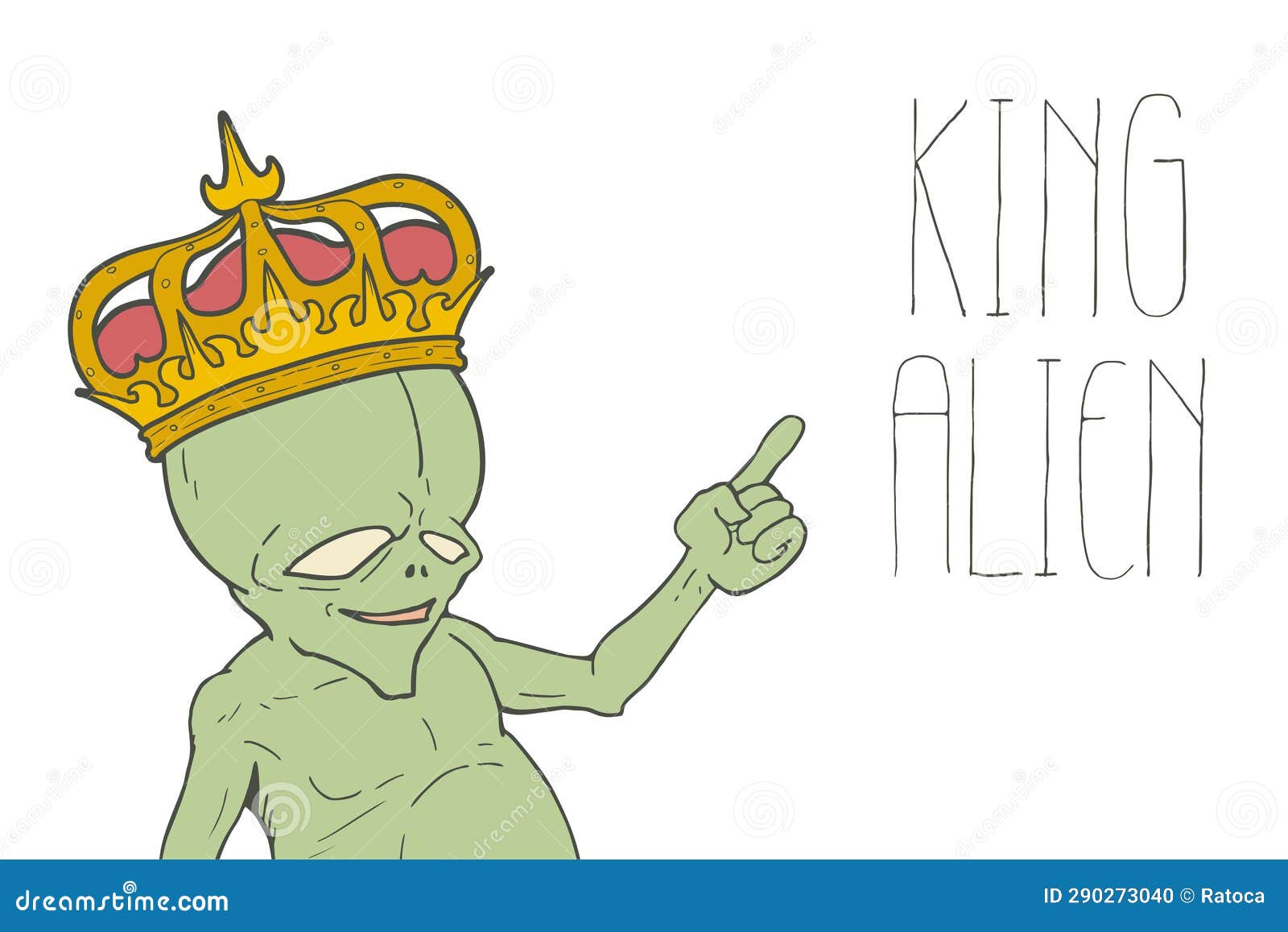 Alien king draw stock vector. Illustration of concept - 290273040