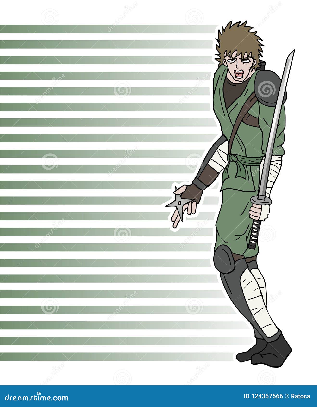 Angry warrior illustration stock vector. Illustration of lines - 124357566