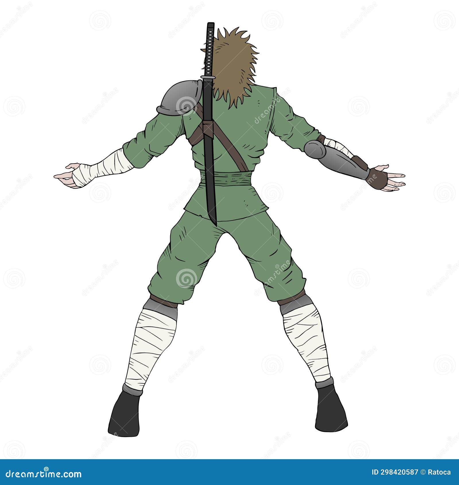 Back of warrior draw stock vector. Illustration of training - 298420587