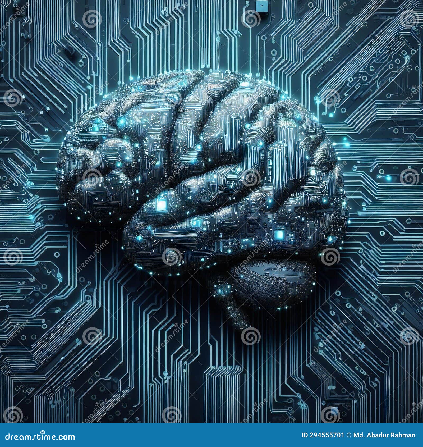 Creative Design of Brain on Motherboard Circuit Progress Futuristic ...