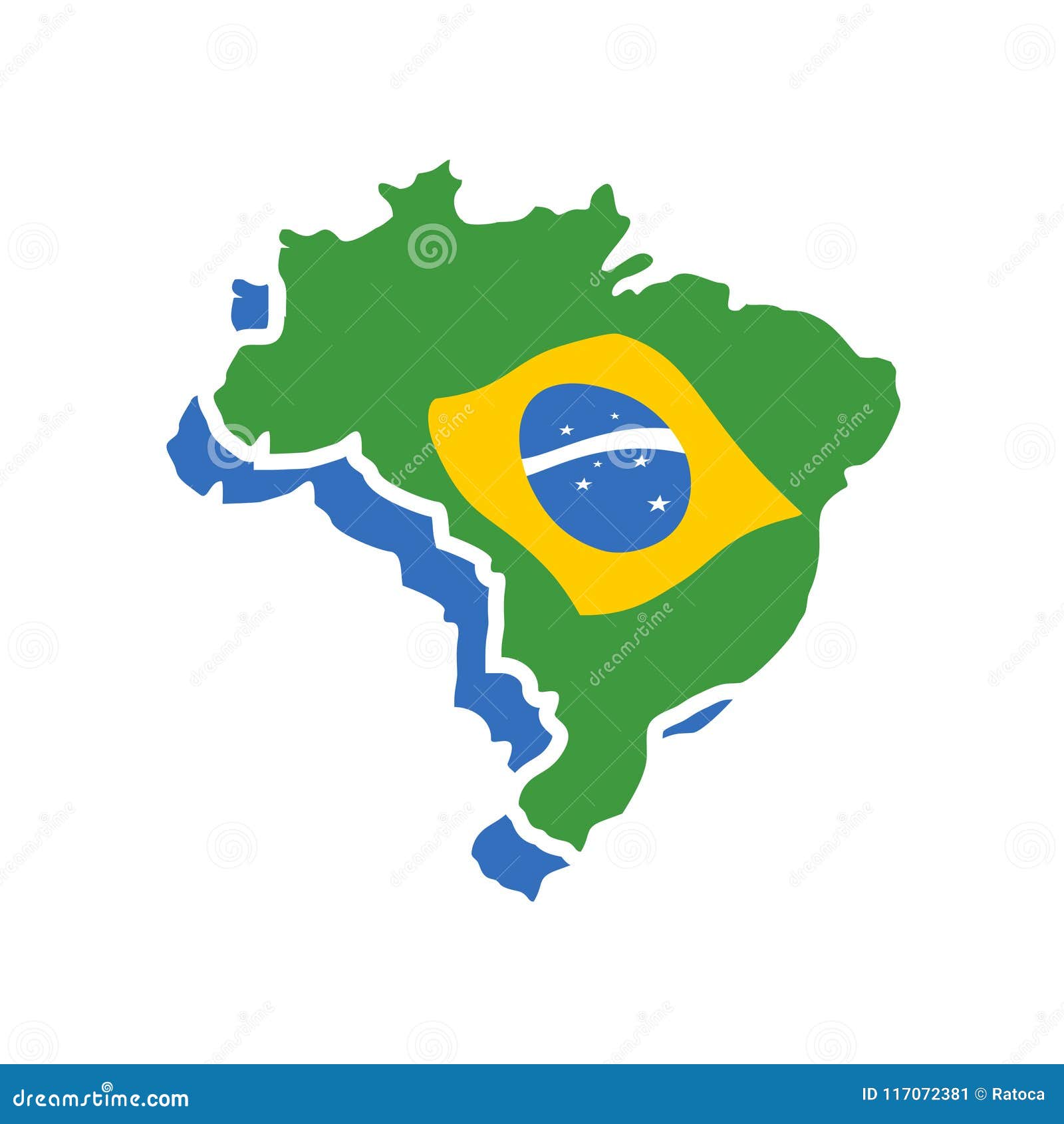 Brazil map icon stock vector. Illustration of flag, cartography - 117072381