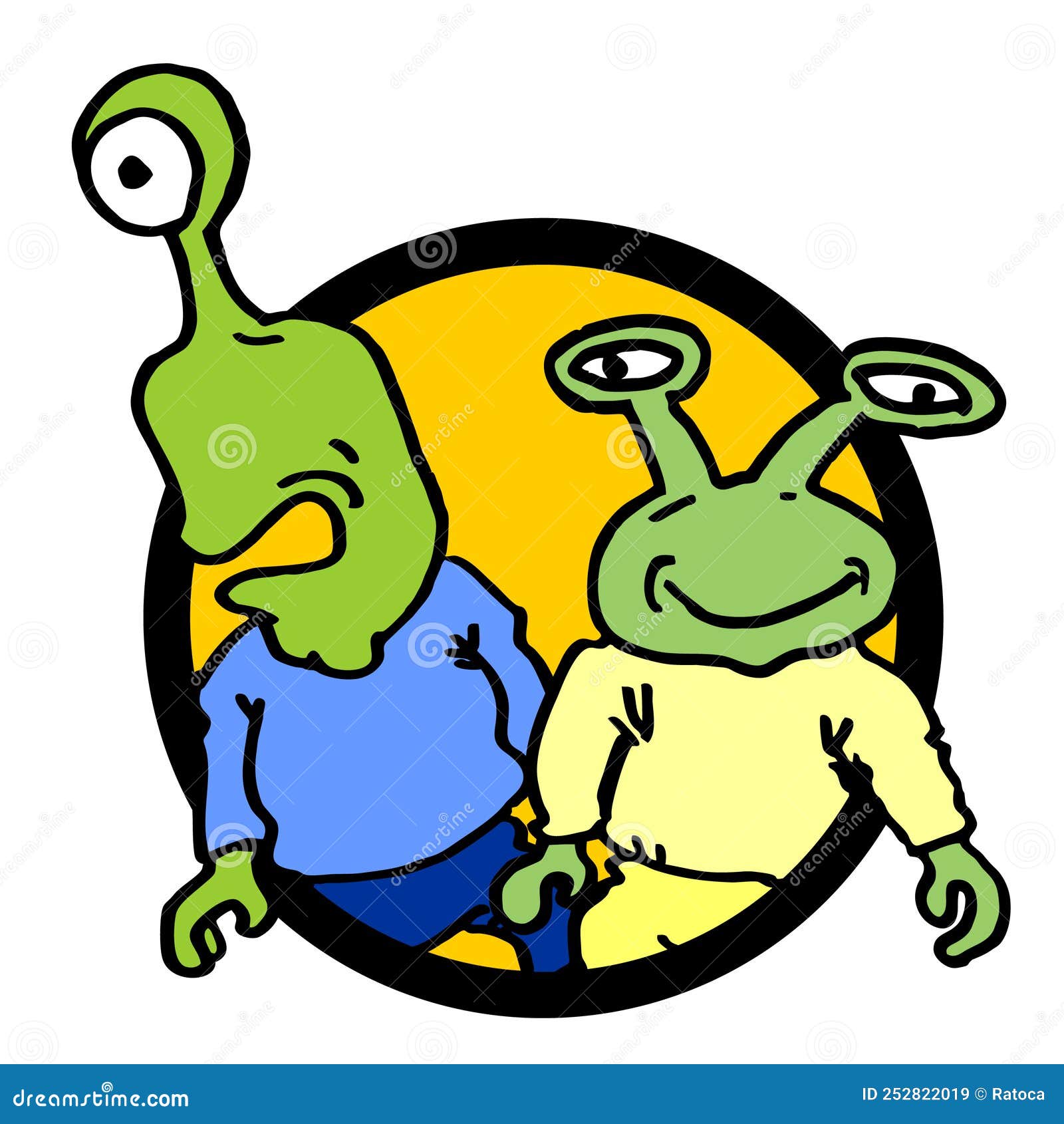 Cartoon aliens draw stock vector. Illustration of vector - 252822019