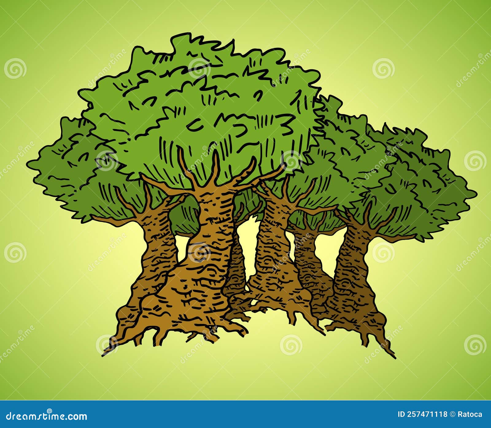 Cartoon tree stock vector. Illustration of single, leaf - 257471118