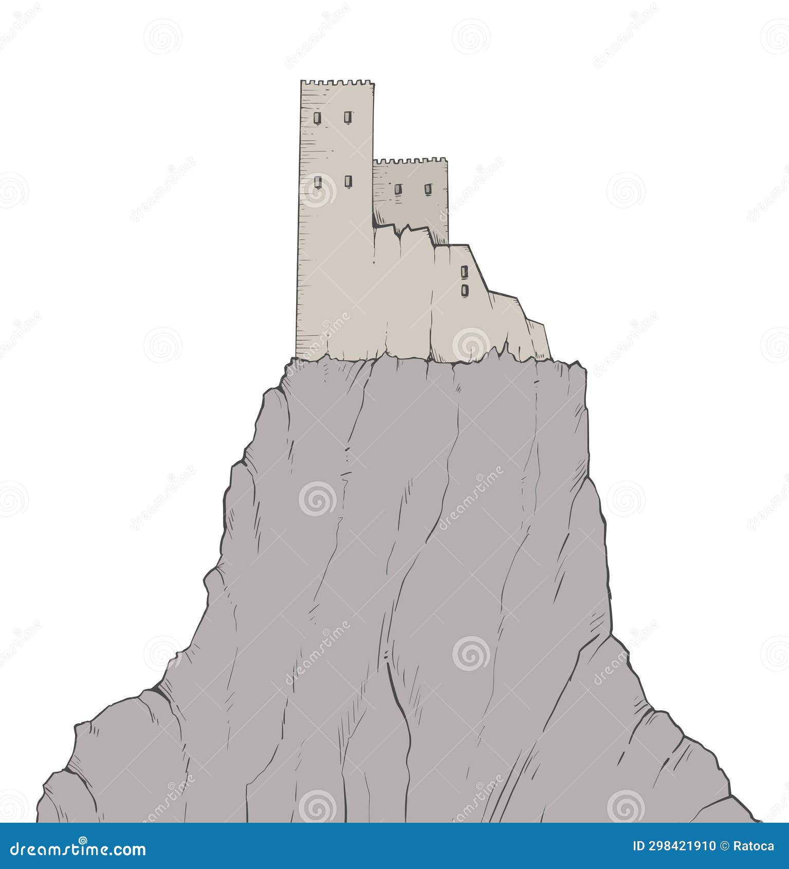 Castle in mountain draw stock vector. Illustration of landmark - 298421910