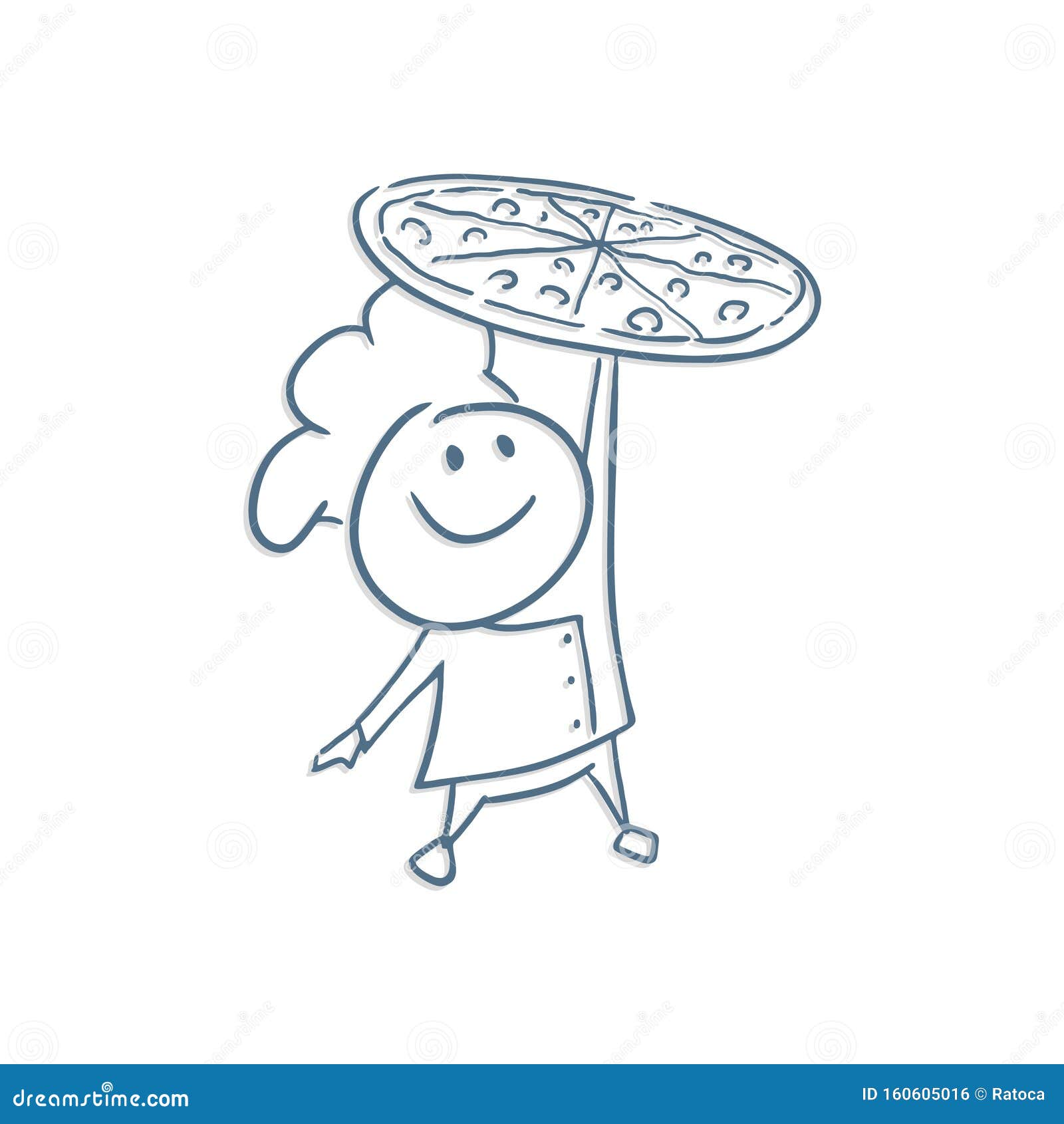Chef and pizza draw stock vector. Illustration of cook - 160605016