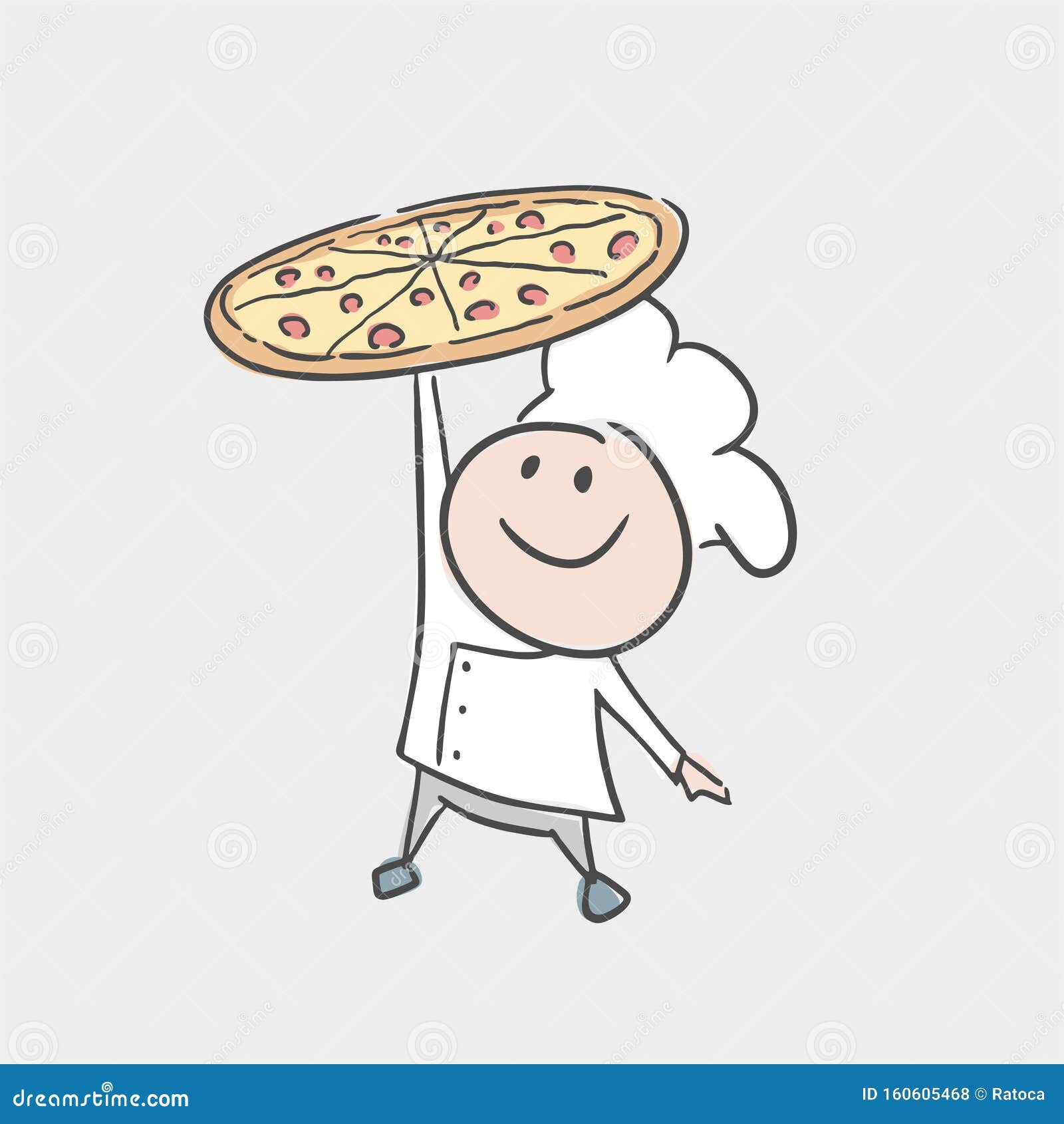Chef and pizza draw stock vector. Illustration of vector - 160605468