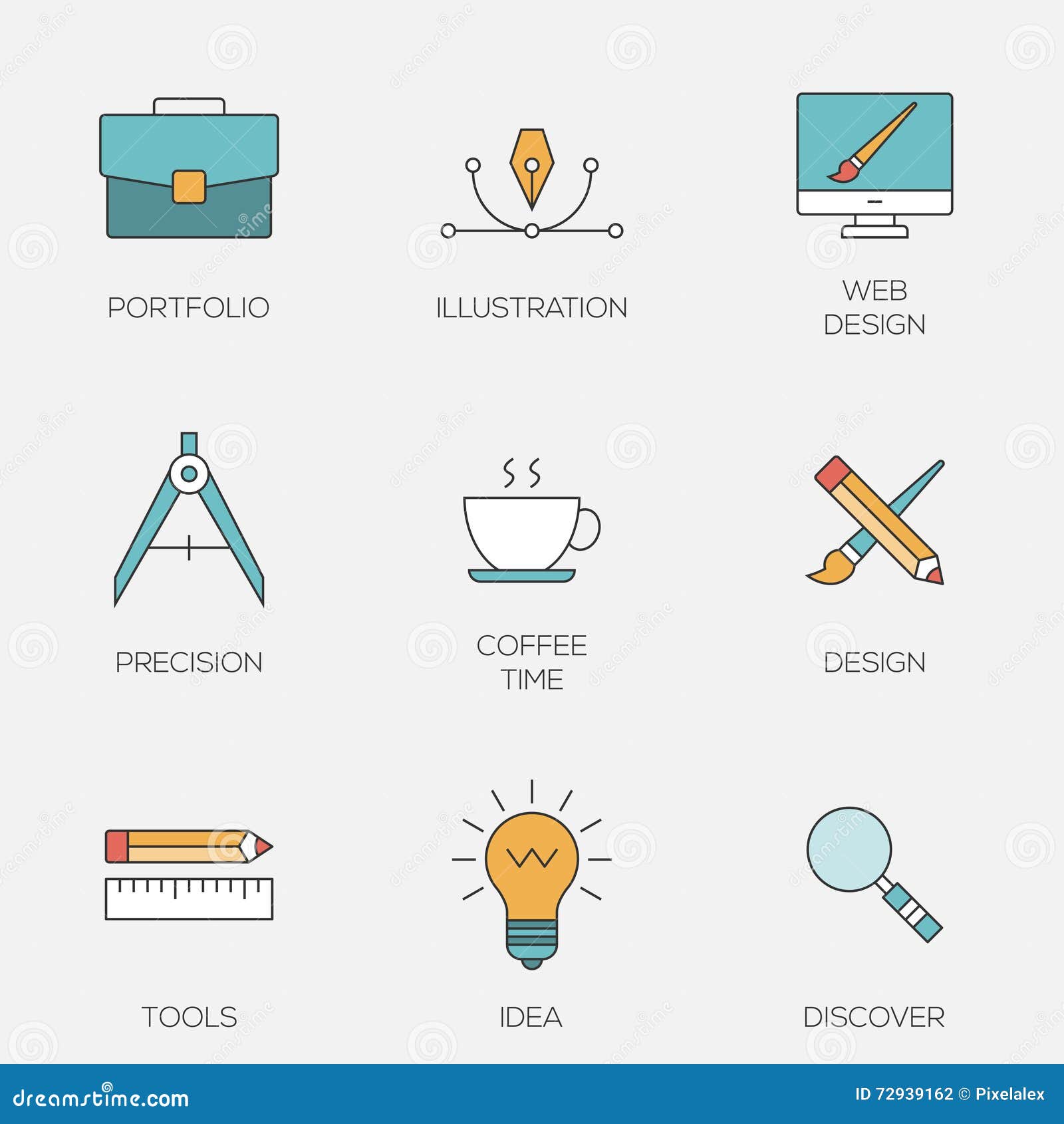 Creative Design Color Line Icons Stock Vector - Illustration of screen ...