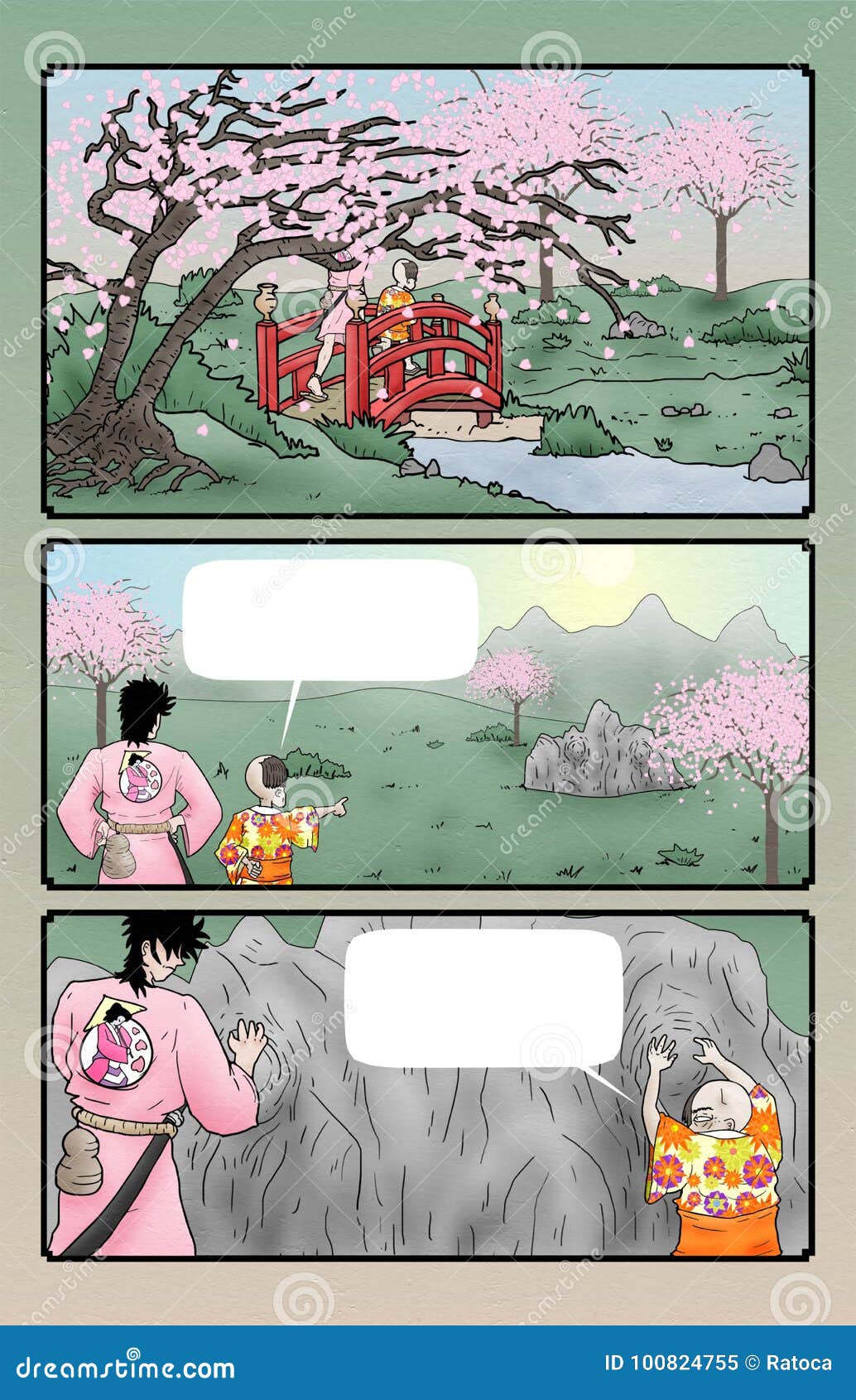 Oriental comic scene stock illustration. Illustration of comic - 100824755