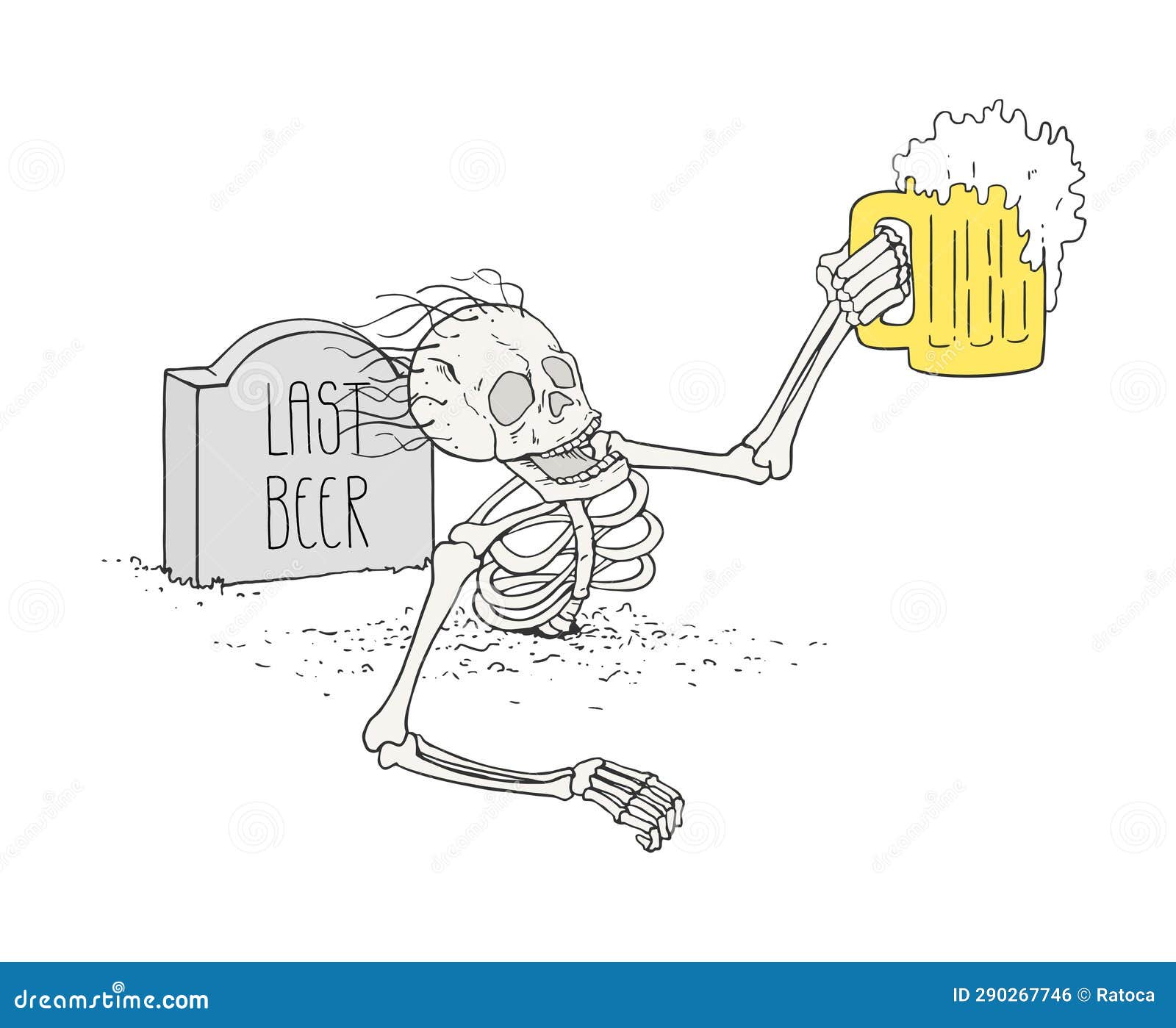 Crazy Skeleton with Beer Draw Stock Vector - Illustration of tomb, beer ...
