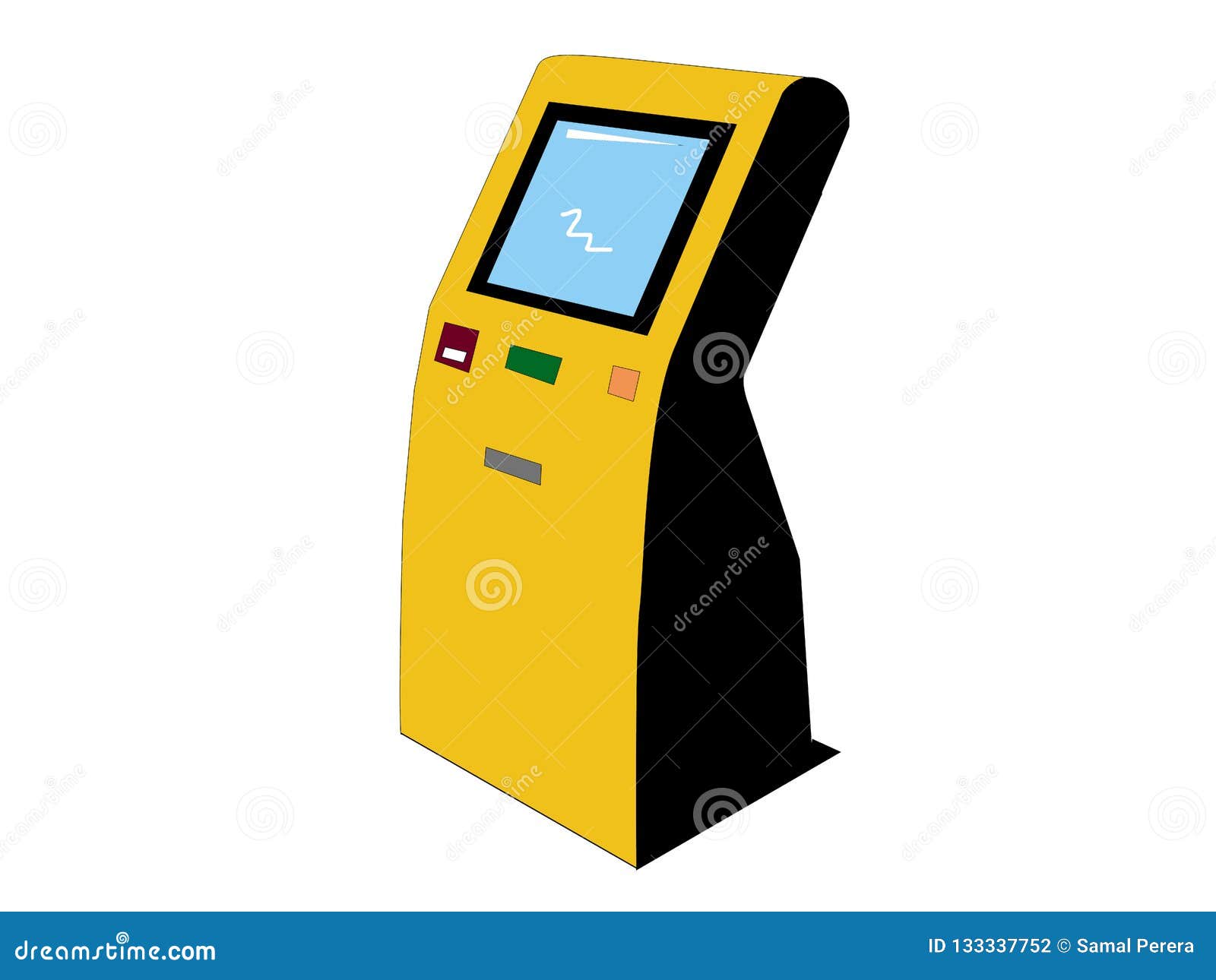 New Green Color Yellow Kiosk or Atm Machine Vector with Black ...