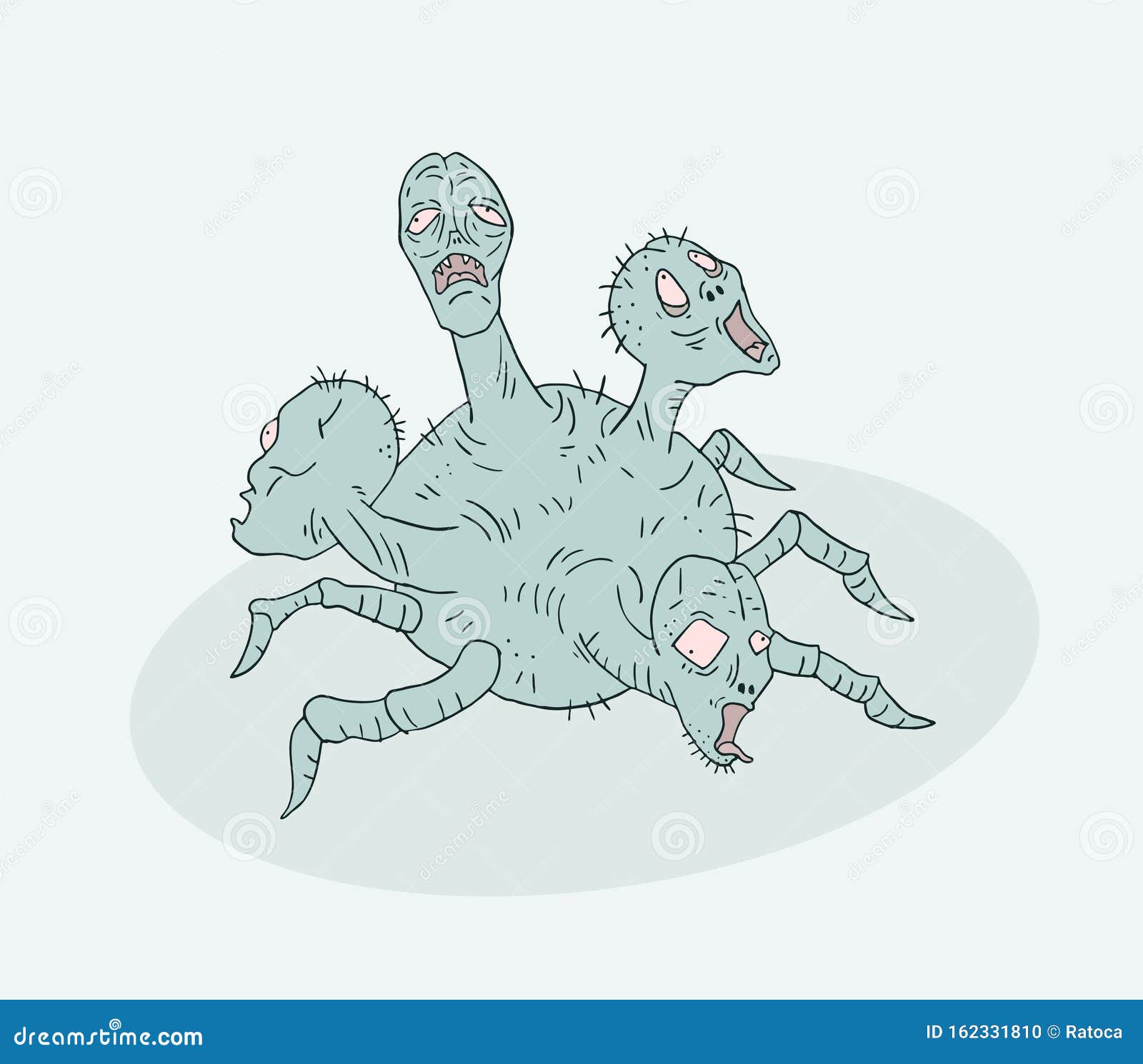 Creature with many heads stock vector. Illustration of alien - 162331810