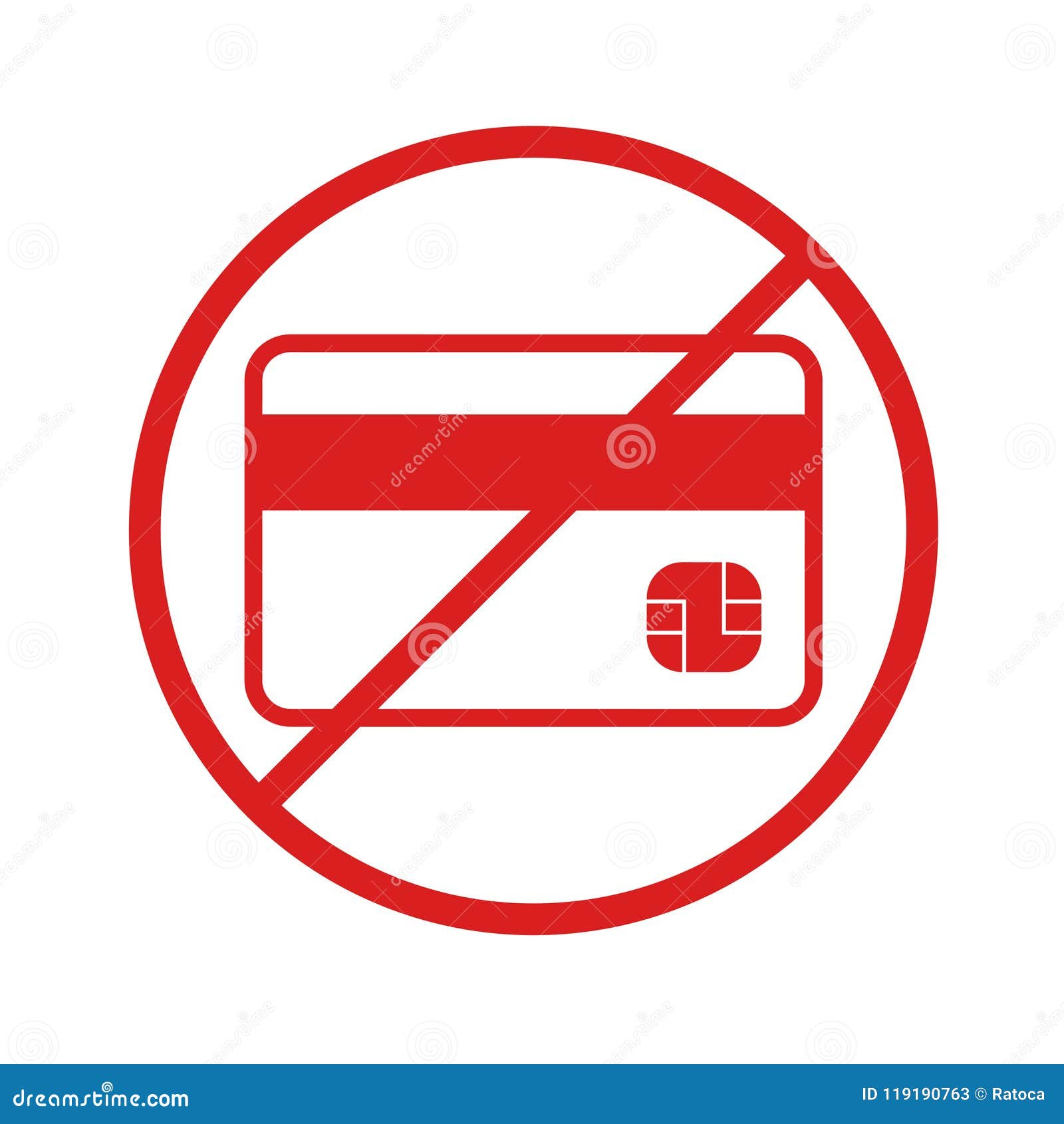 Credit card not accepted stock vector. Illustration of cash - 119190763
