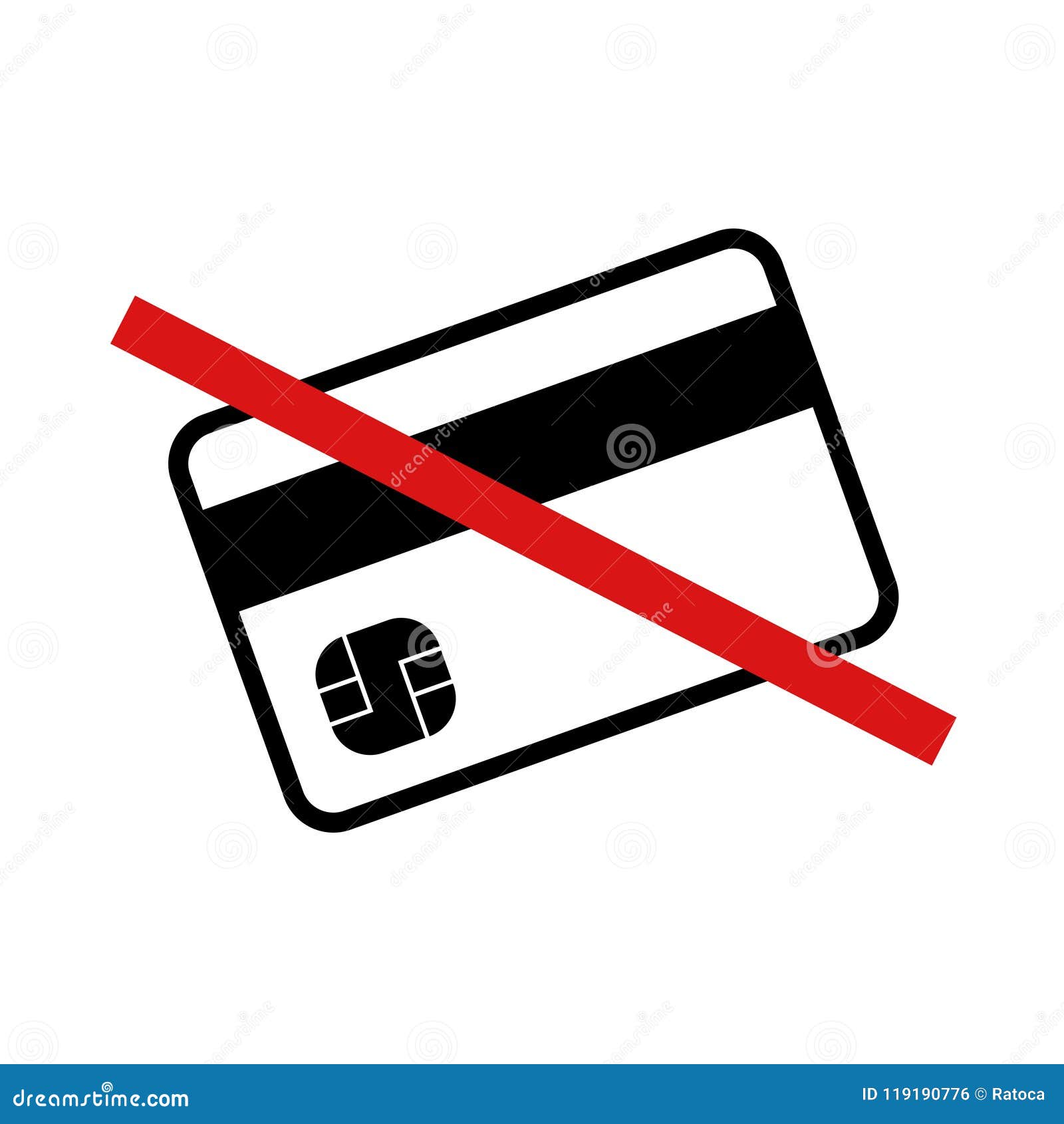 Credit card not accepted stock vector. Illustration of bank - 119190776