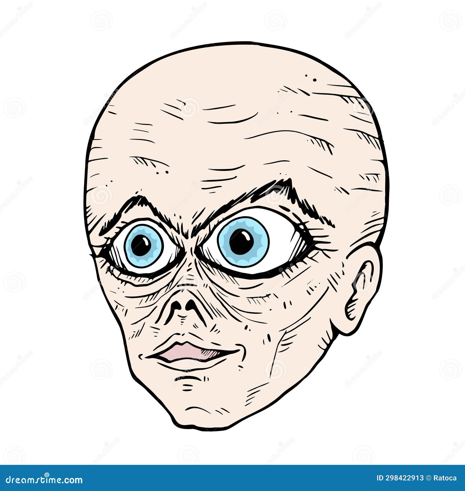 Creepy face draw stock vector. Illustration of bald - 298422913