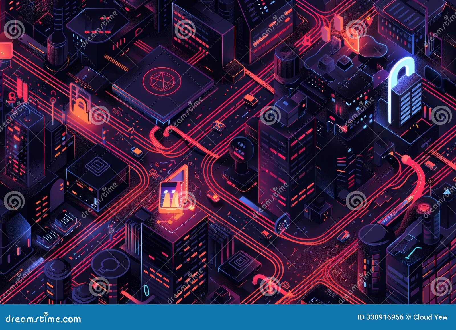 Creative Design with Cybersecurity Themes for a Poster. Stock ...