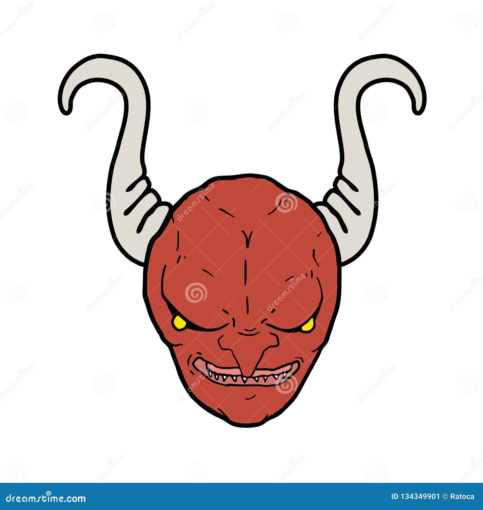 Cartoon demon face stock vector. Illustration of evil - 134349901