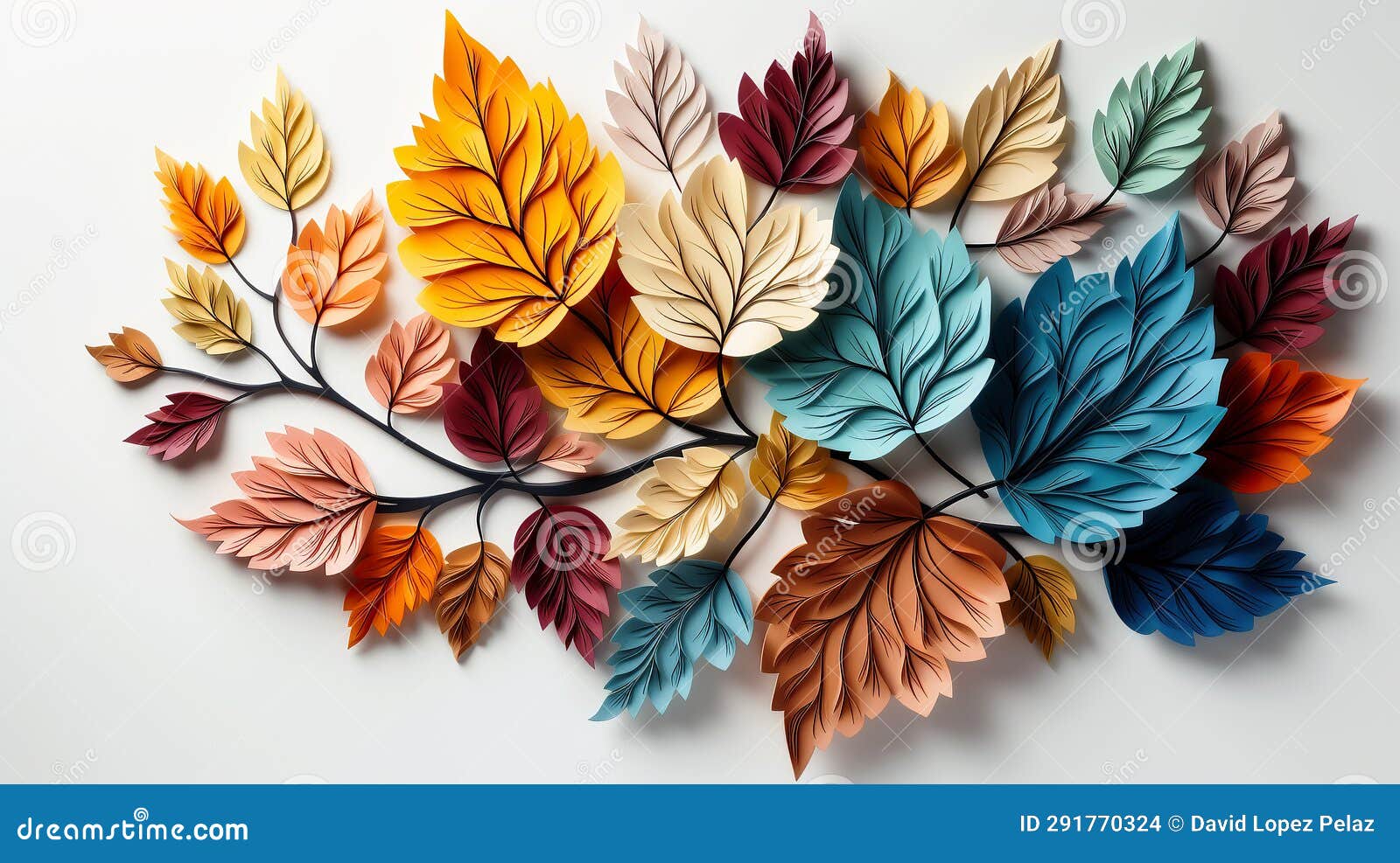 Creative Design of Different Colored Leaves on a White Background ...