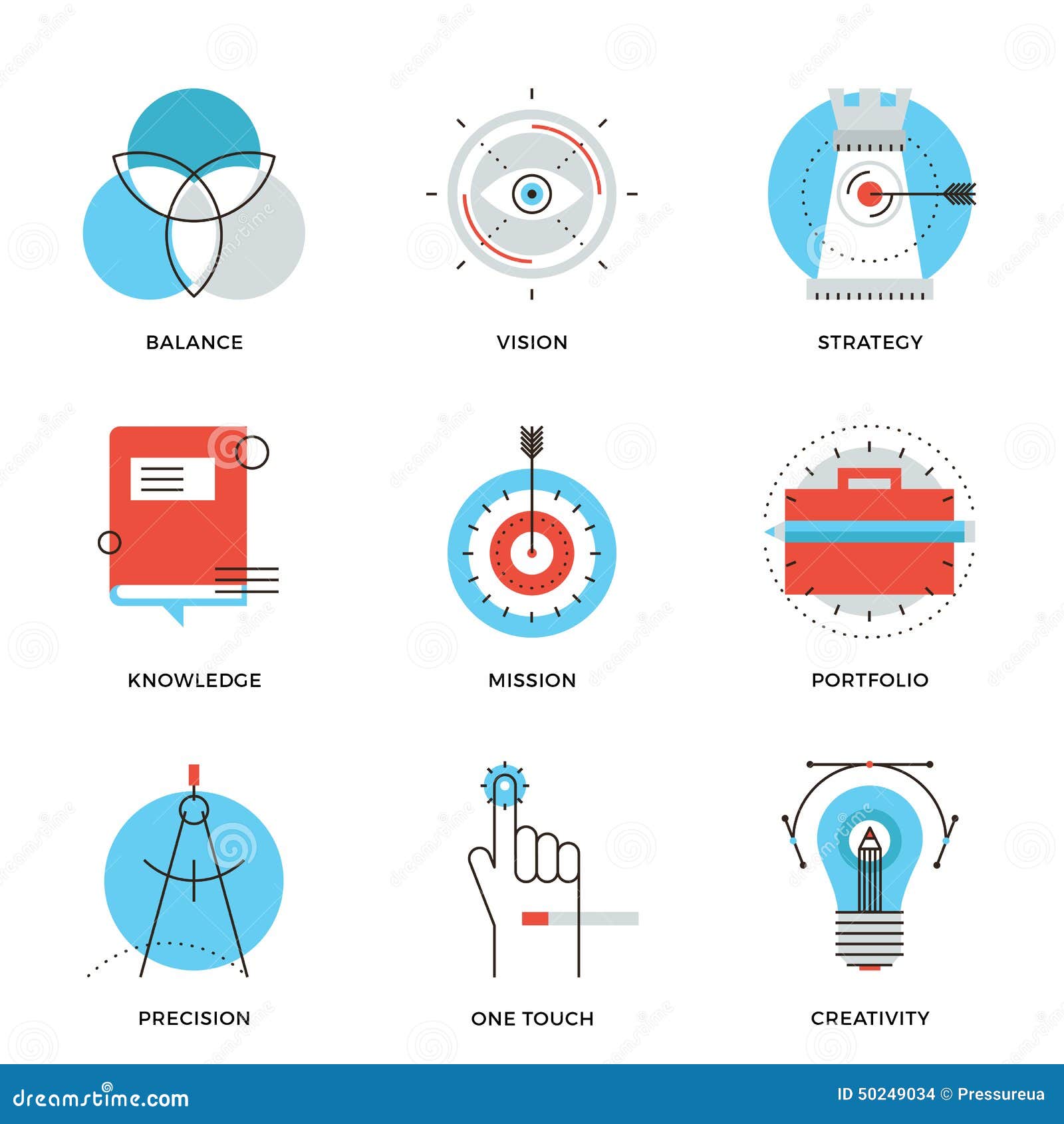 Creative Design Elements Line Icons Set Stock Vector - Illustration of ...