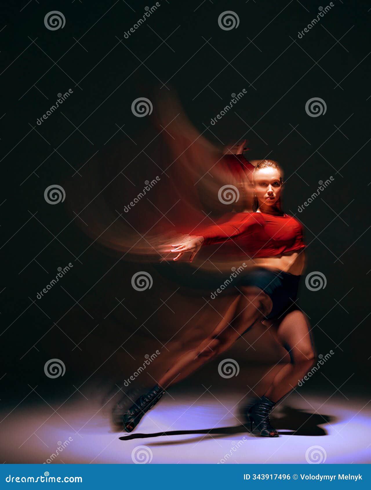 Creative Design. Energetic and Dynamic Performance, Young Girl Dancing ...