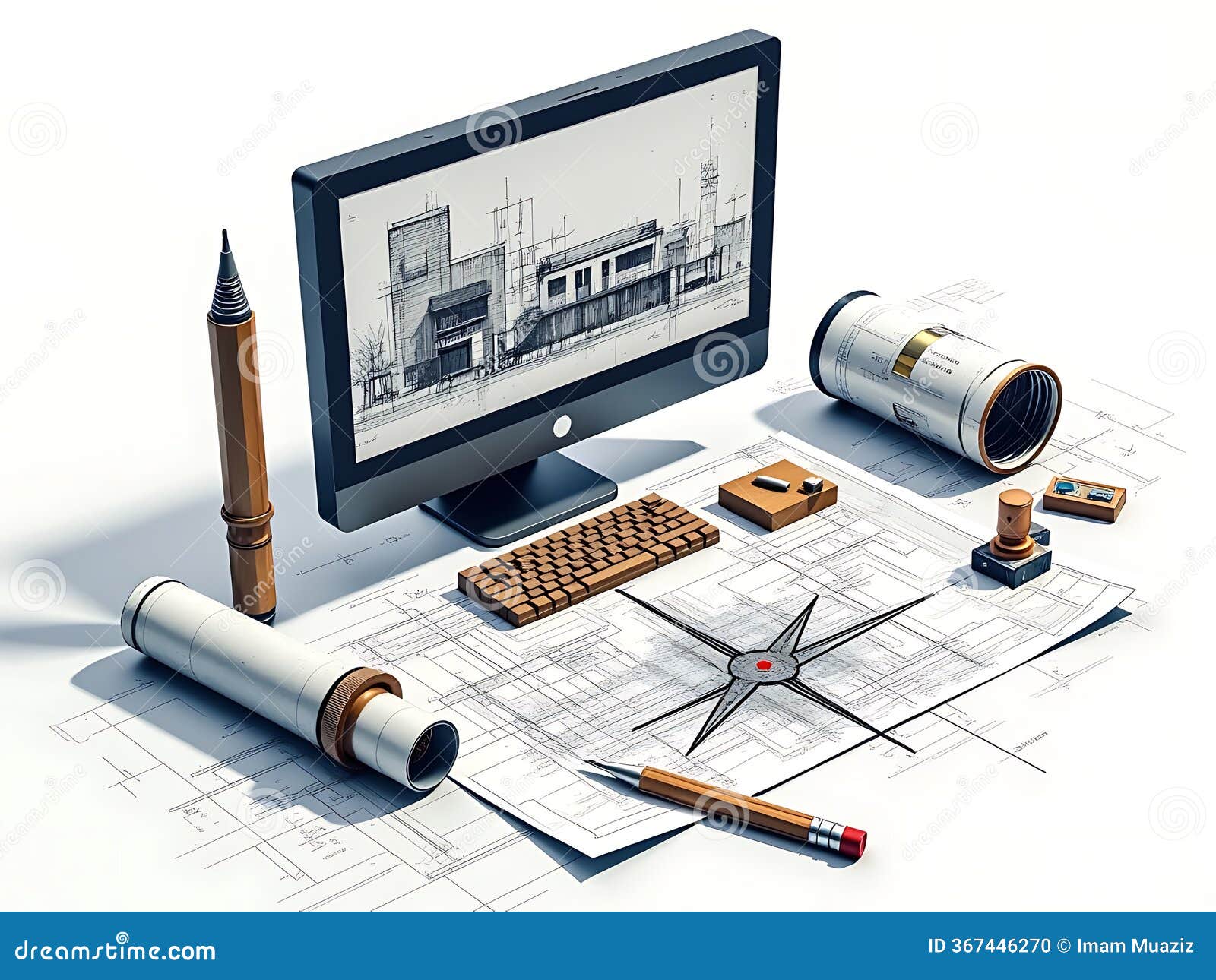Precision, Compass Isometric Icon. 3d Line Art Technical Drawing ...