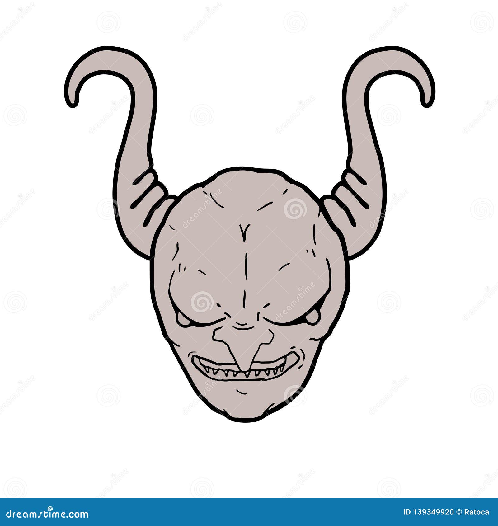 Evil face with big horns stock vector. Illustration of spawn - 139349920