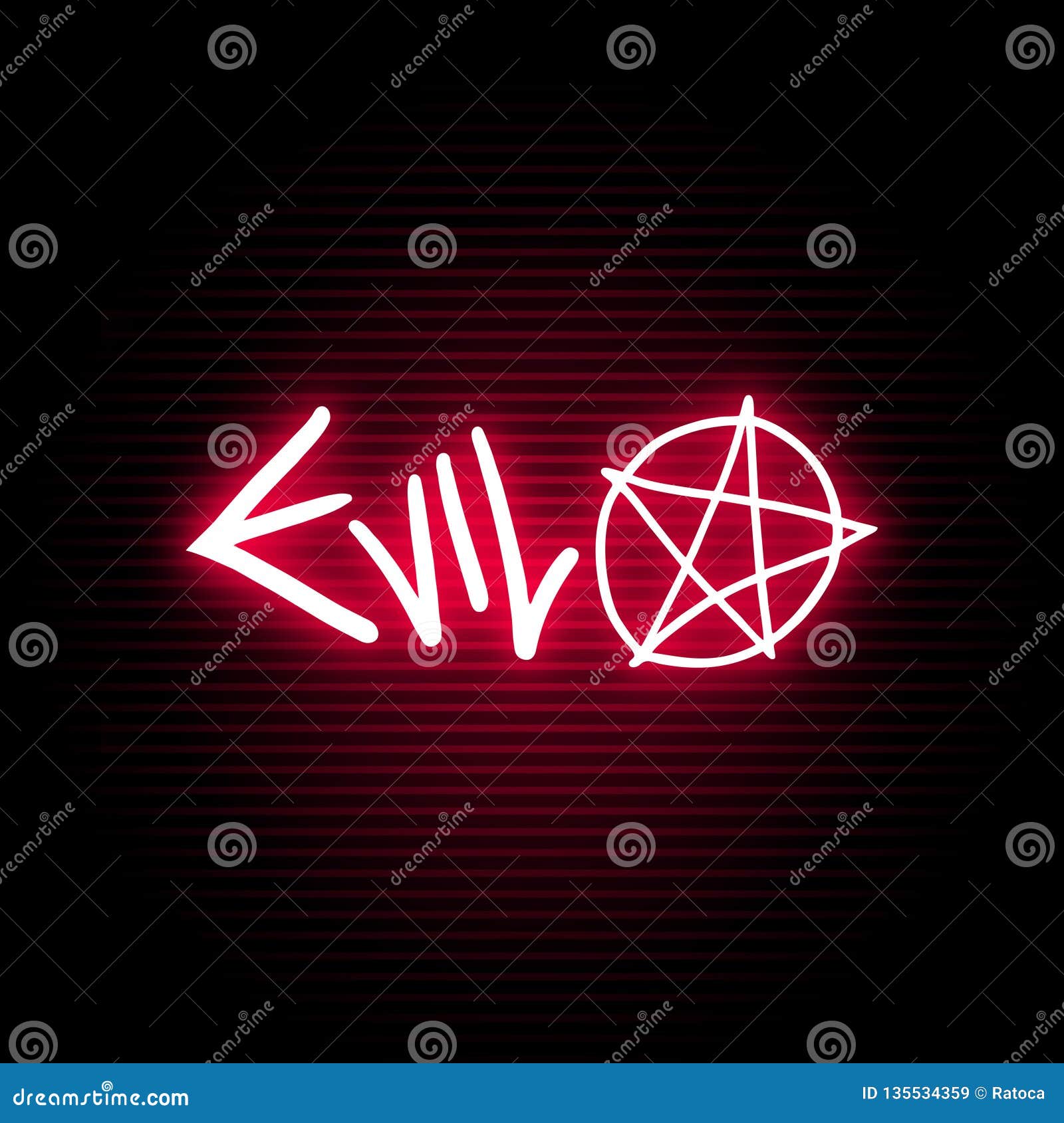 Evil neon symbol stock vector. Illustration of glow - 135534359
