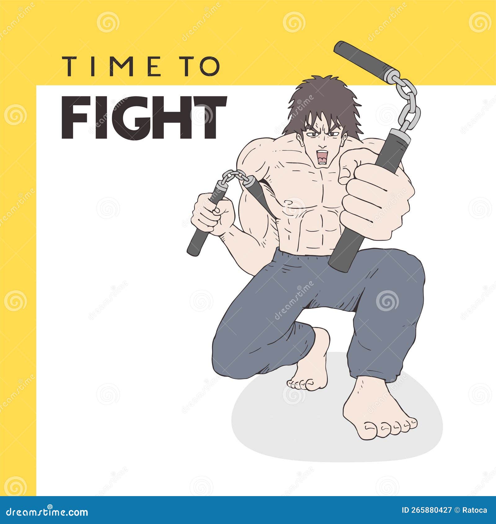 Fighter with Nunchucks Draw Stock Vector - Illustration of fitness ...