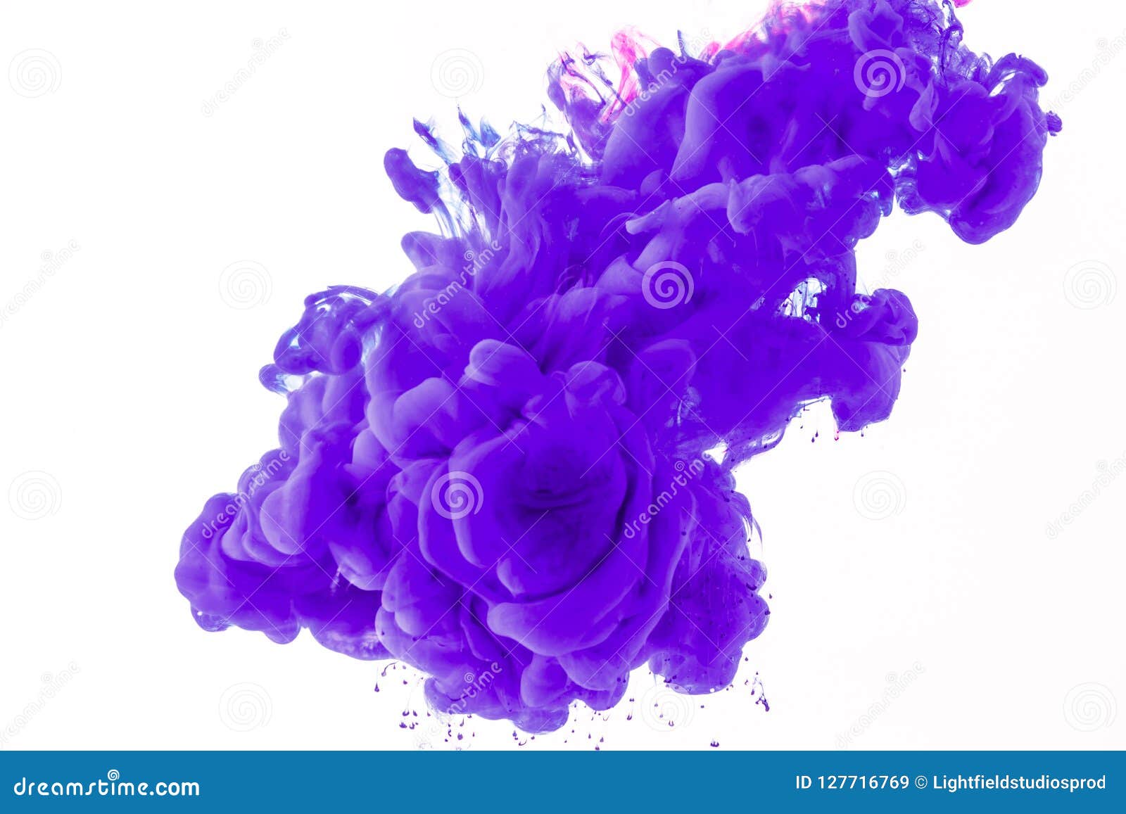 Creative Design with Flowing Purple Paint in Water, Isolated on White ...