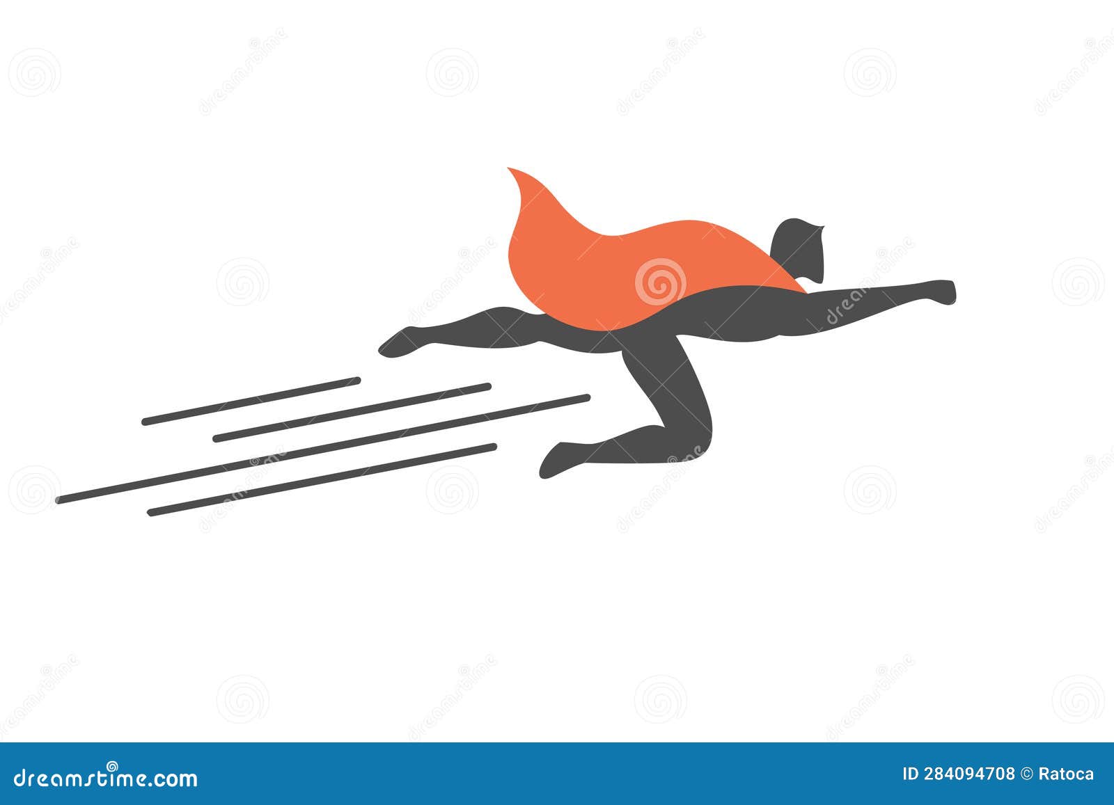Flying hero flat draw stock vector. Illustration of active - 284094708