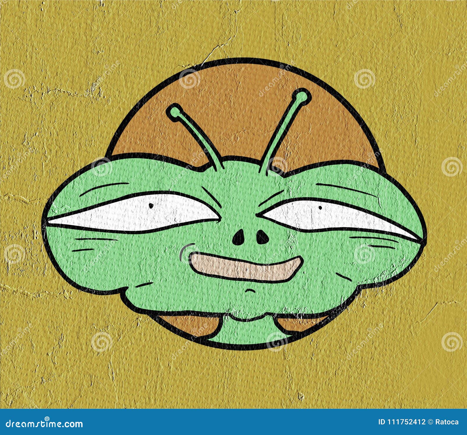 Funny alien draw stock illustration. Illustration of martian - 111752412