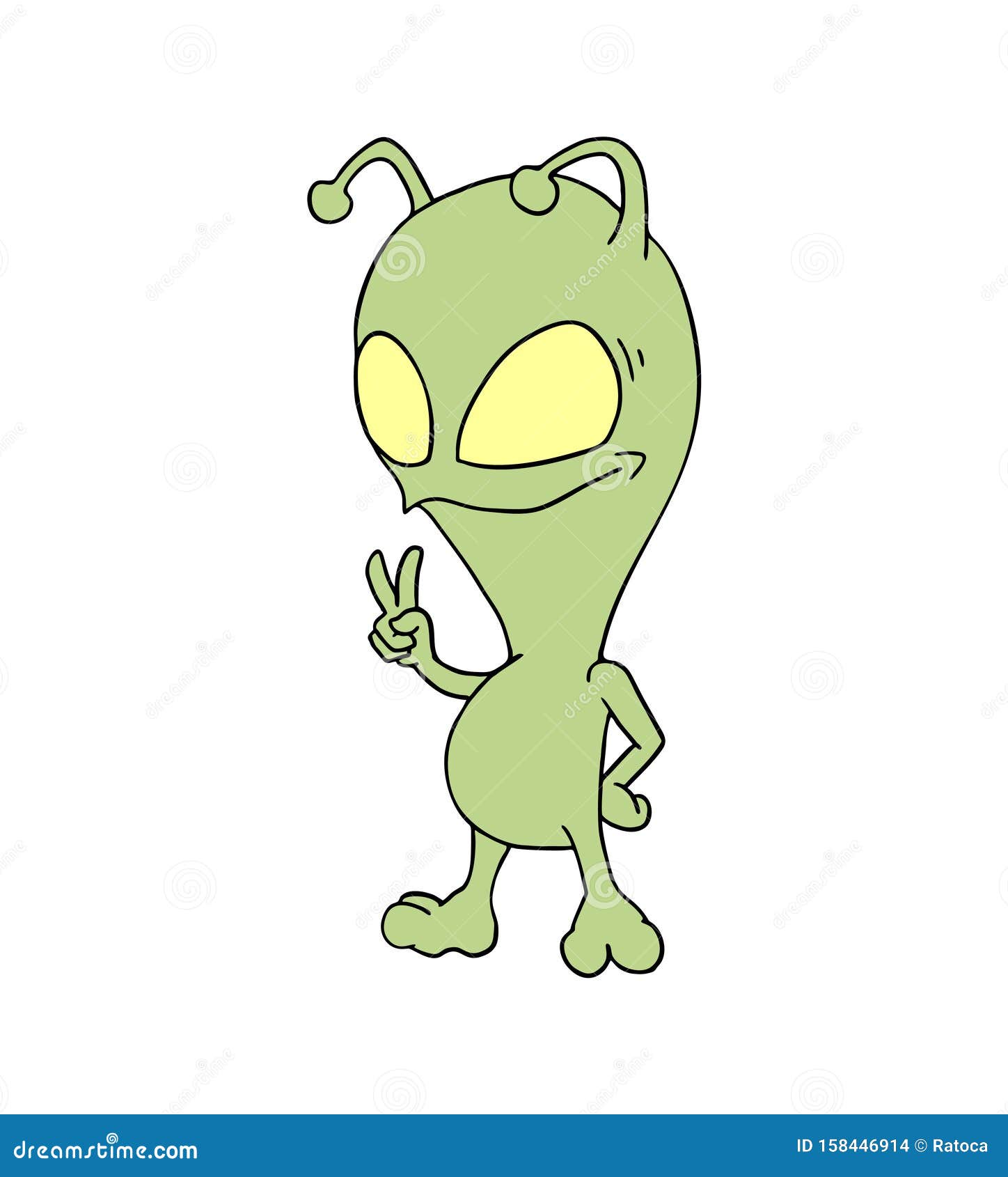 Funny alien draw stock illustration. Illustration of creative - 158446914
