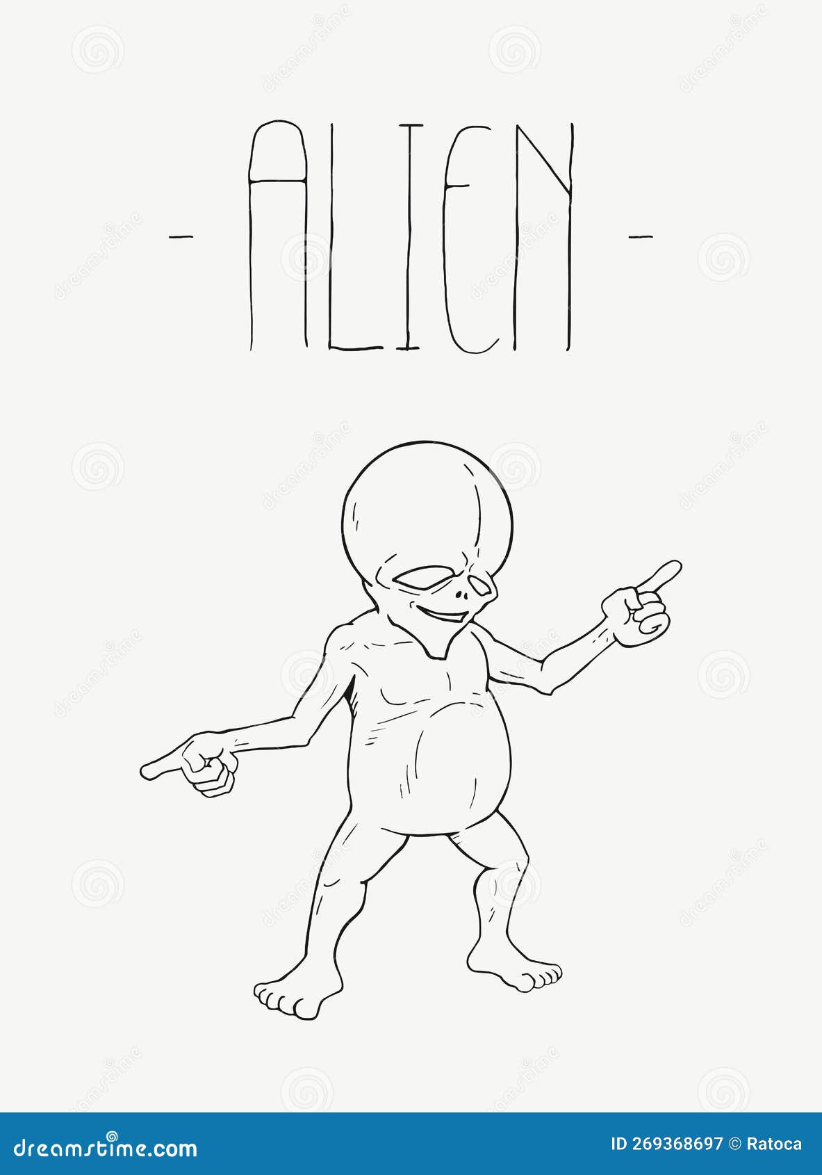 Funny alien illustration stock vector. Illustration of isolated - 269368697