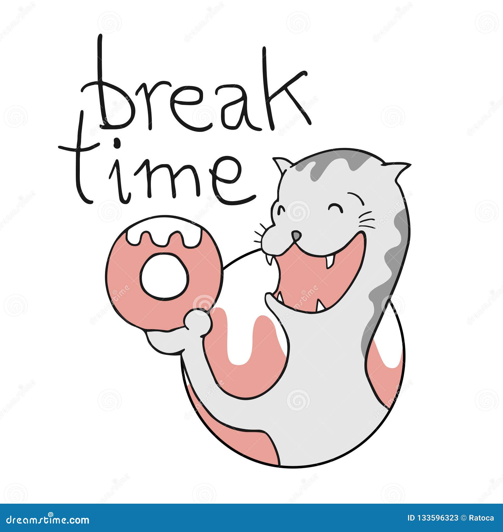 Funny Hungry Cat with Break Time Stock Vector - Illustration of animal ...