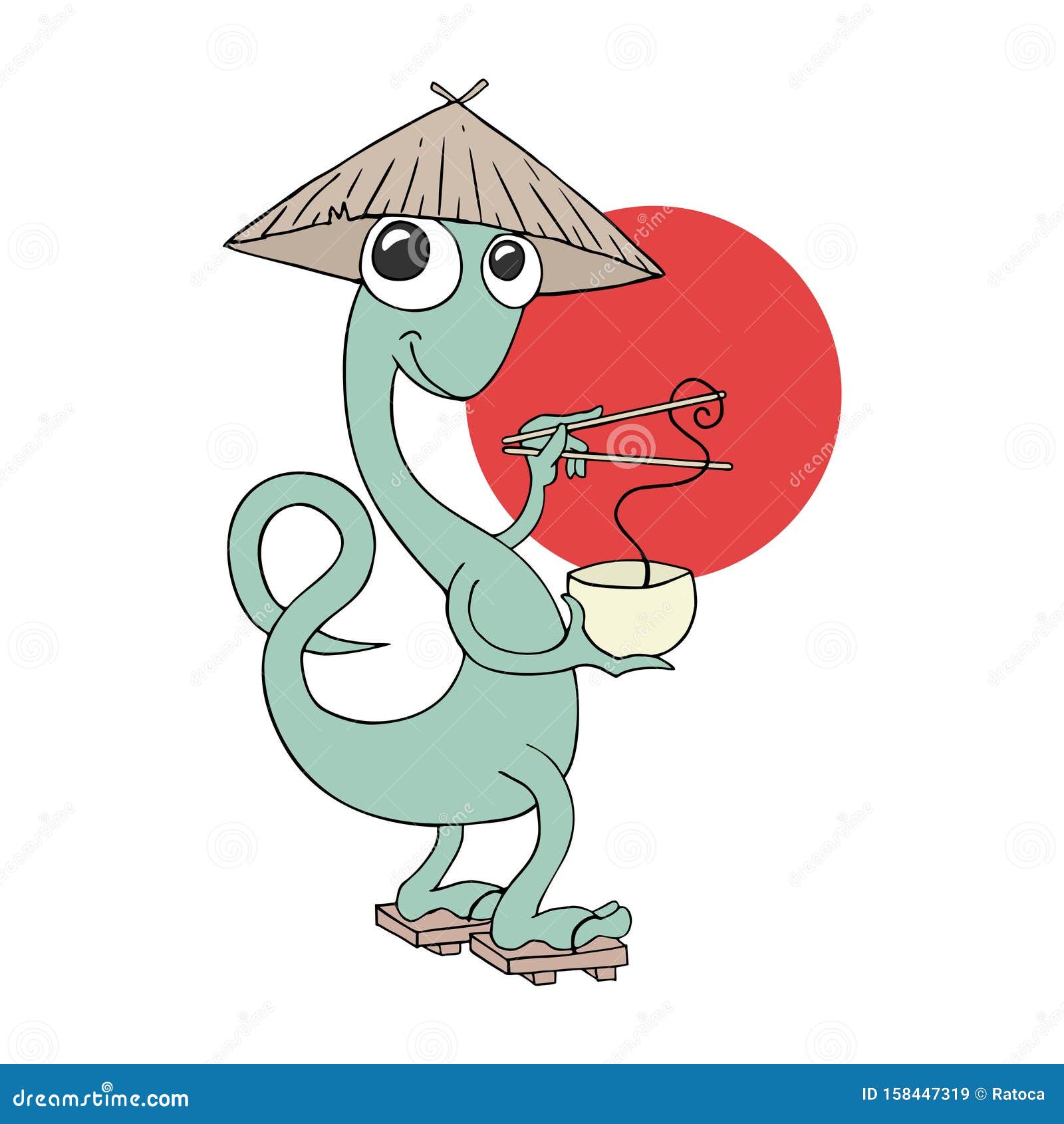 Lizard Eating An Apple Cartoon Vector | CartoonDealer.com #185382245