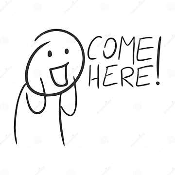 Funny Man and Come Here Message Stock Vector - Illustration of gesture ...
