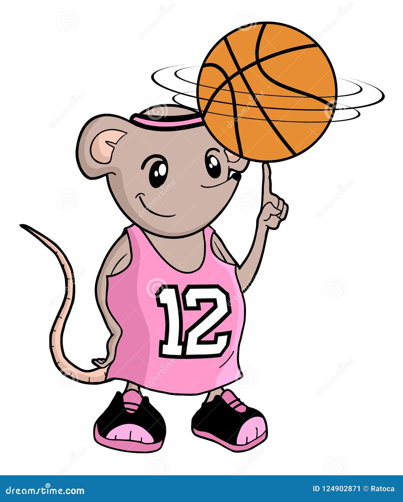 Funny Small Rat Playing Basket Stock Vector - Illustration of ...