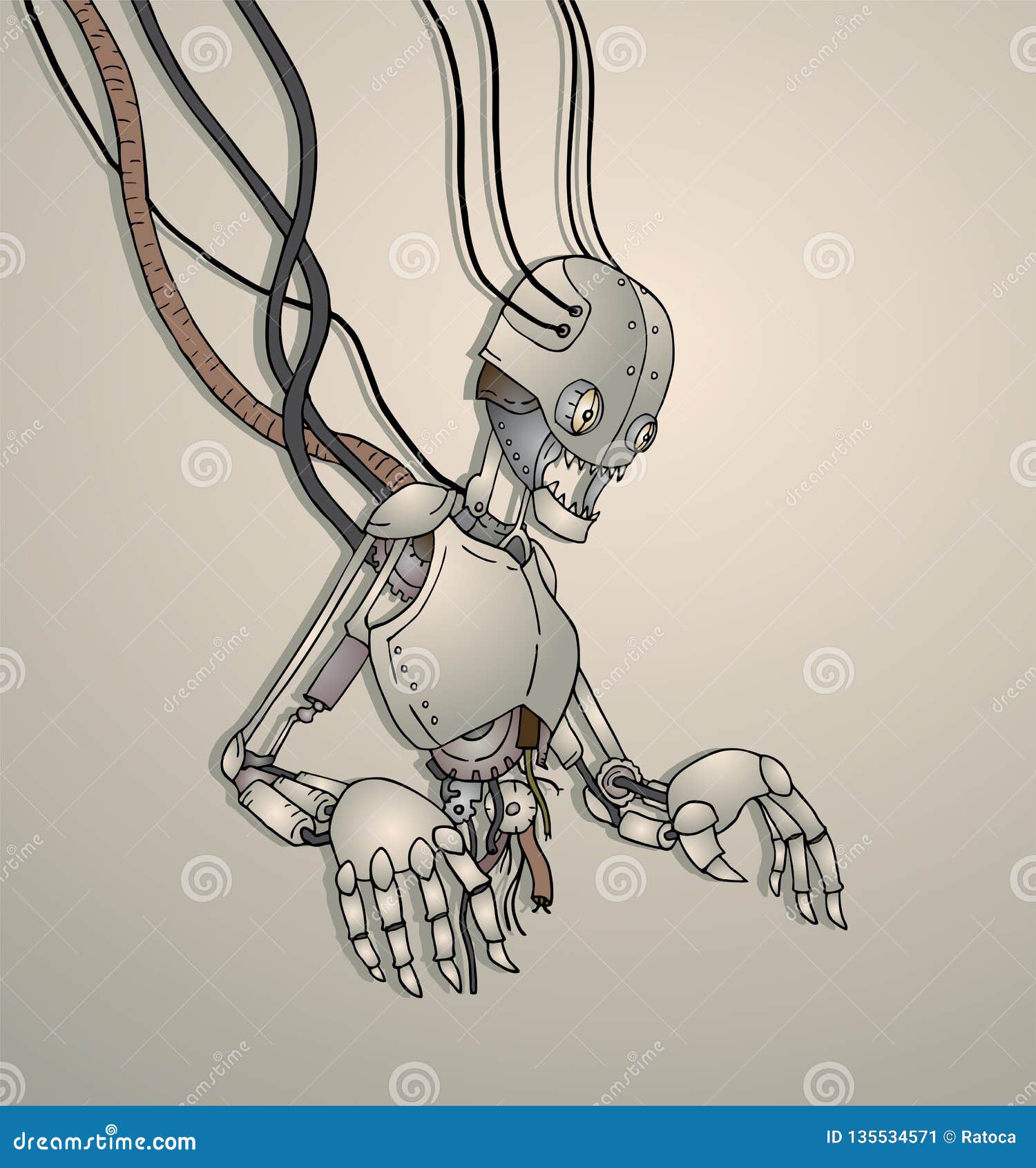 Hanged Robot Illustration Cartoon Vector | CartoonDealer.com #72423789