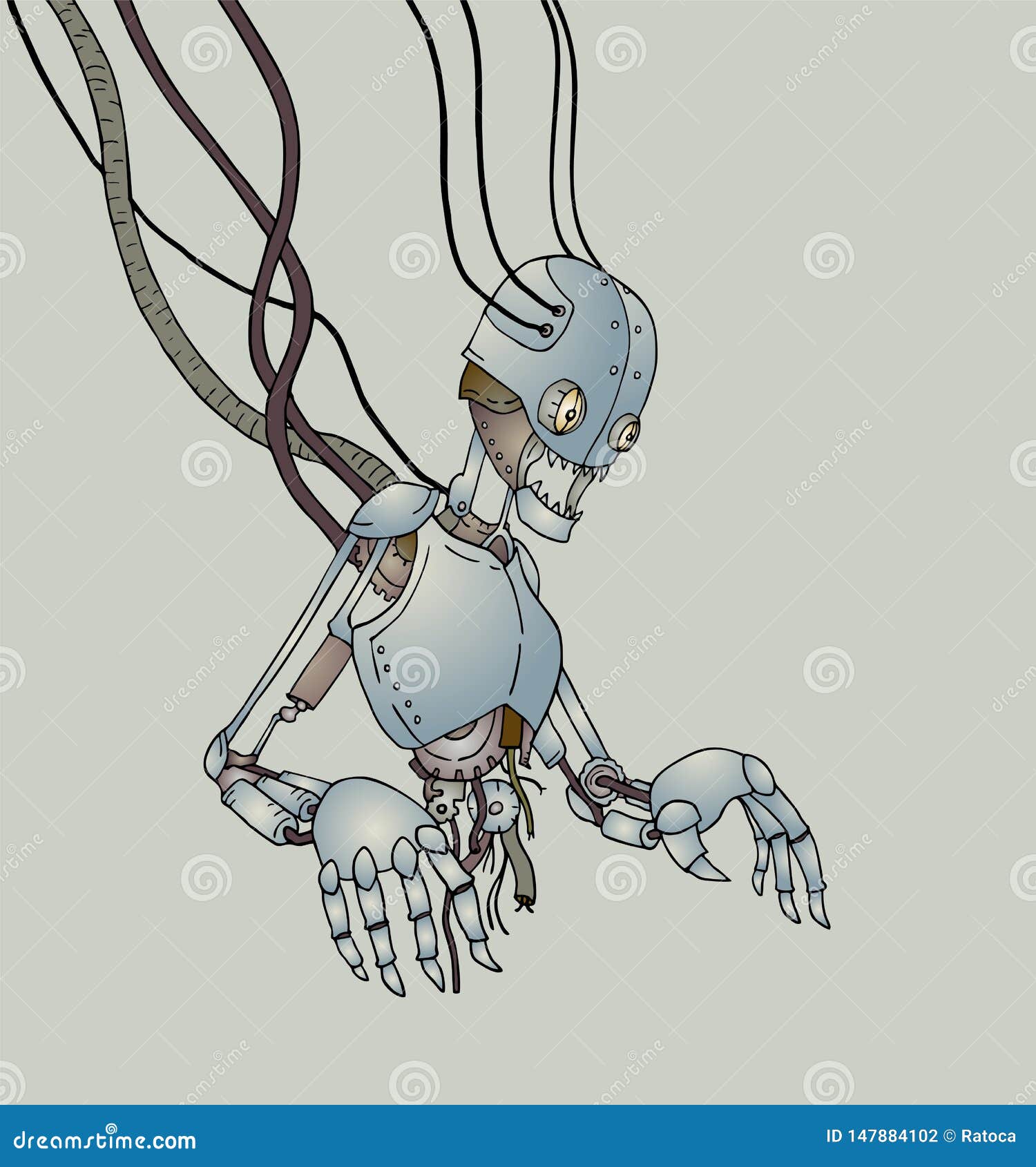 Futuristic broken robot stock vector. Illustration of digital - 147884102
