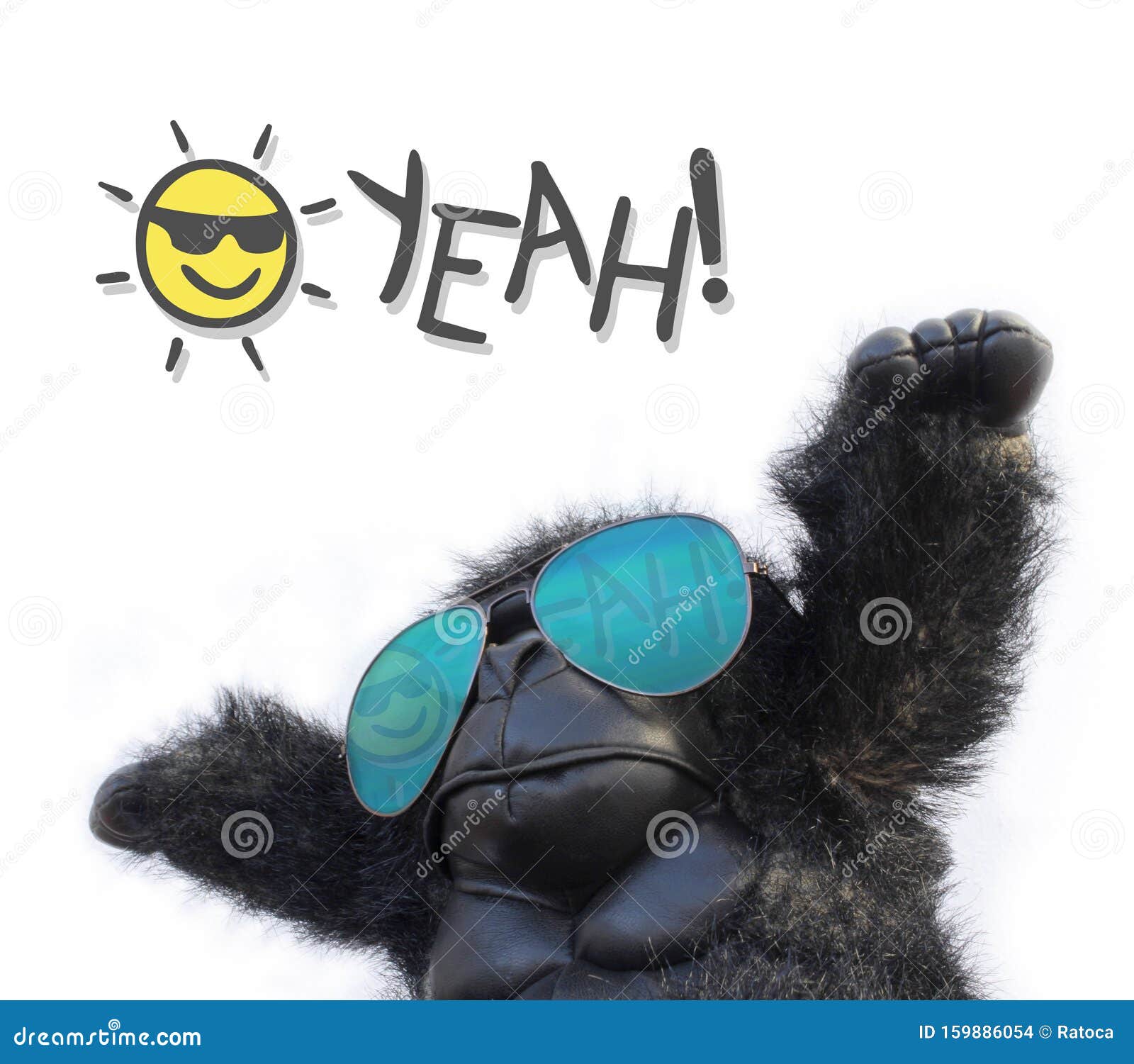 Gorilla and yeah message stock photo. Image of smile - 159886054