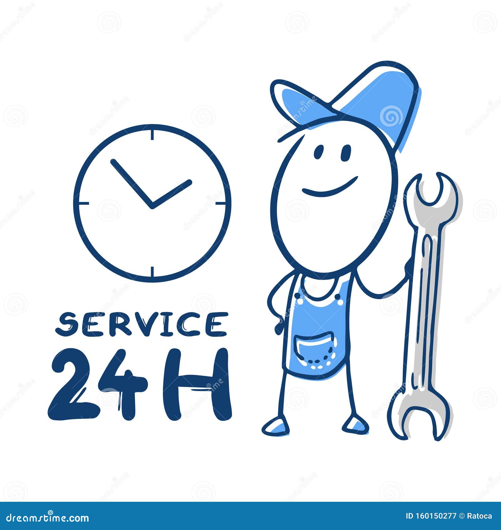 24 h service illustration stock vector. Illustration of cartoon - 160150277