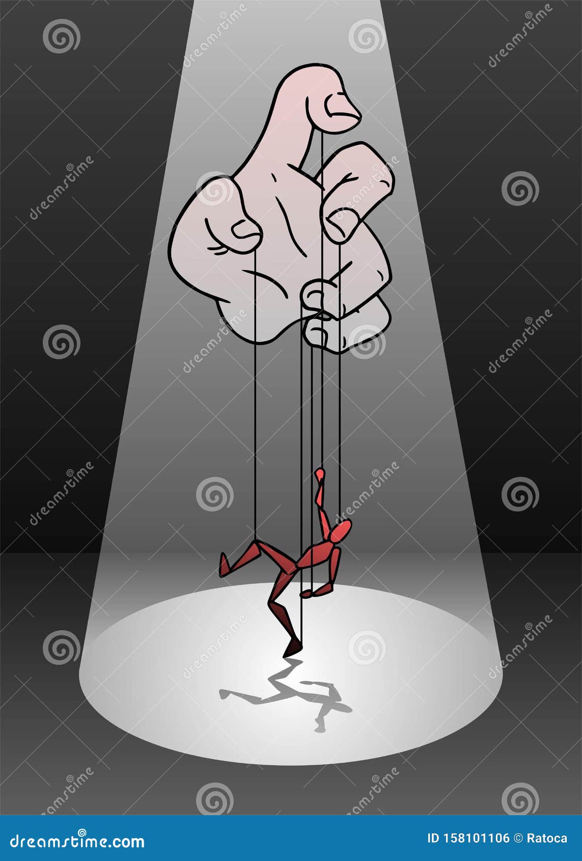 Hand controlling puppet stock vector. Illustration of focus - 158101106
