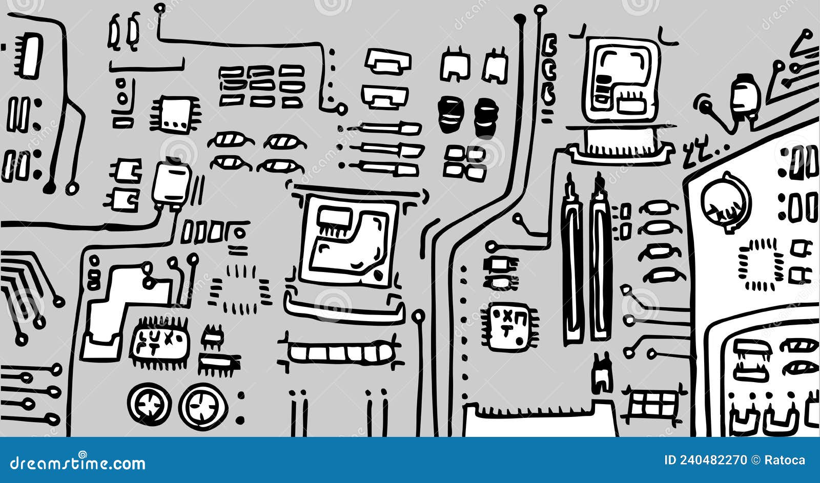 Hand draw tech background stock vector. Illustration of creative ...