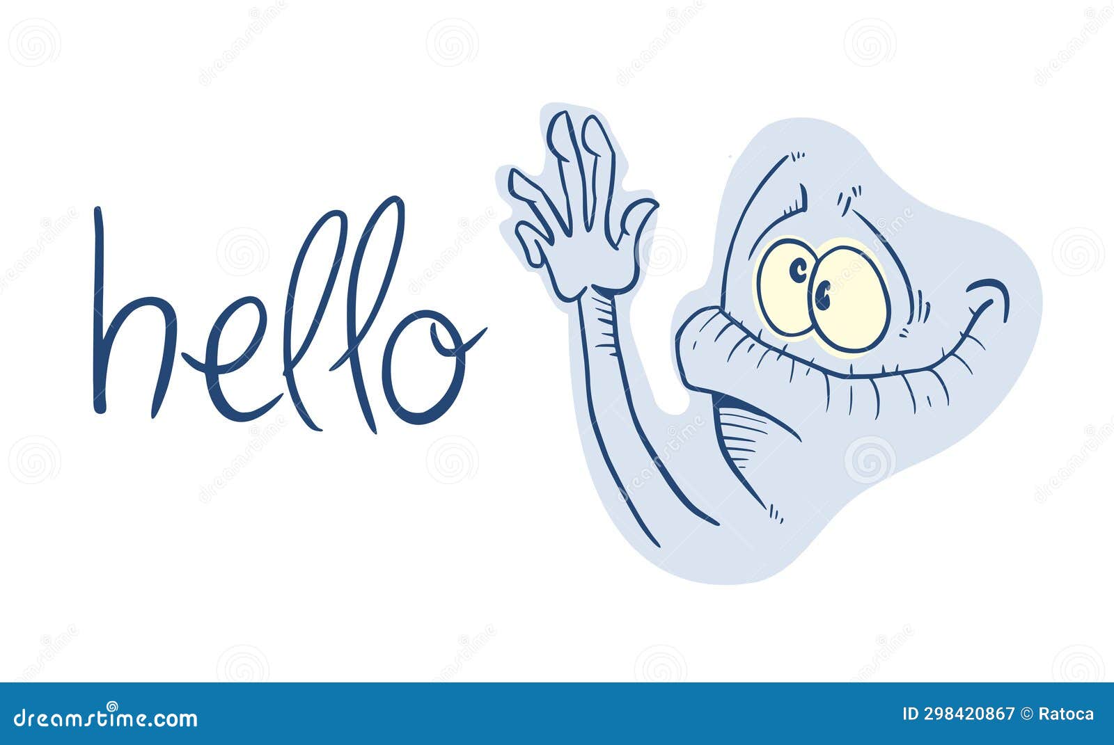 Happy Creature and Hello Message Stock Vector - Illustration of silly ...
