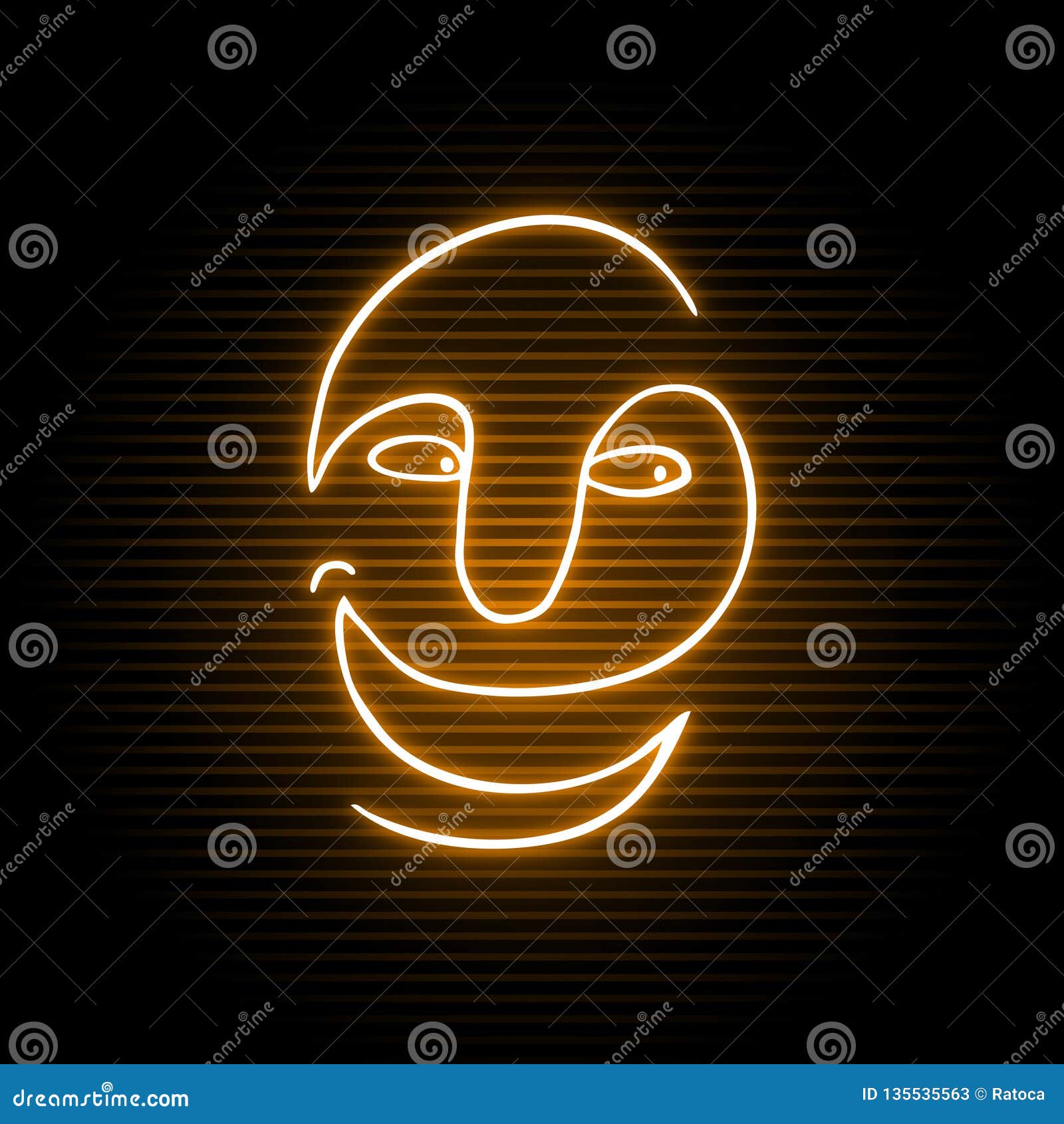 Happy neon face stock vector. Illustration of vector - 135535563